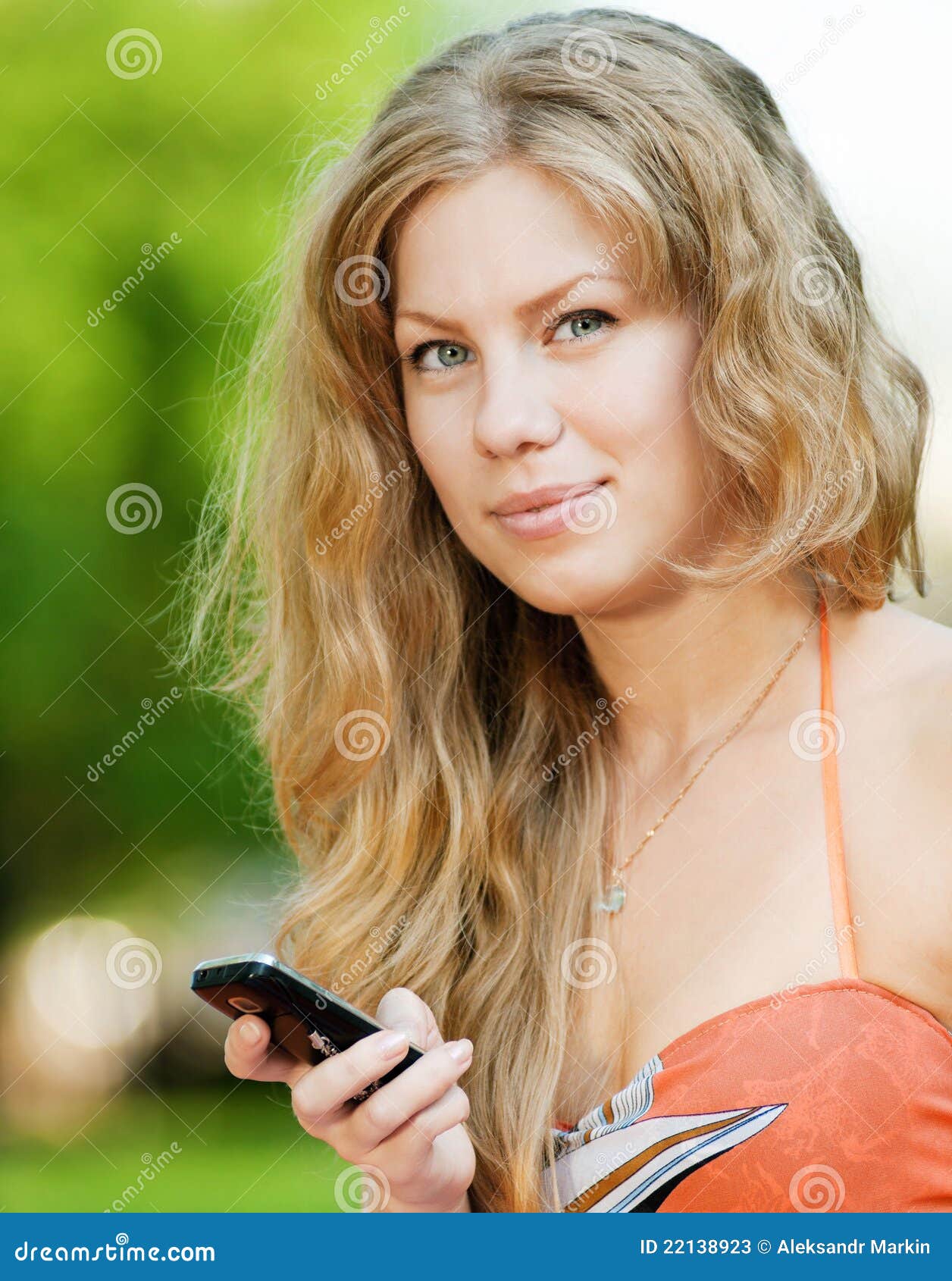 Woman Texting on Mobile Phone Stock Image - Image of cellular, nature ...
