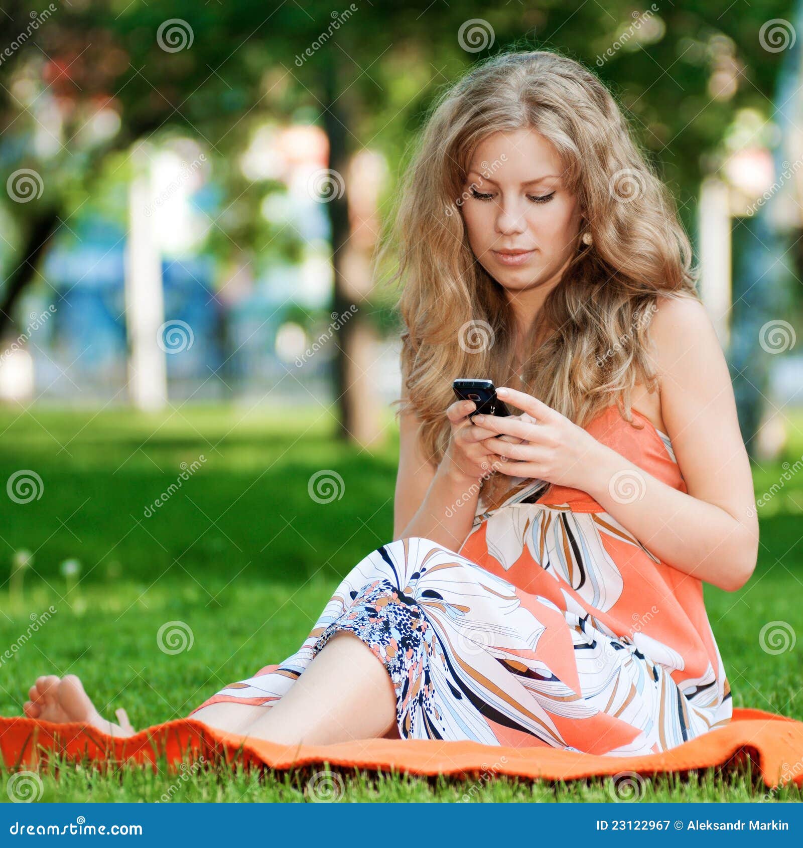 Woman Texting on Mobile Phone Stock Image - Image of communication ...