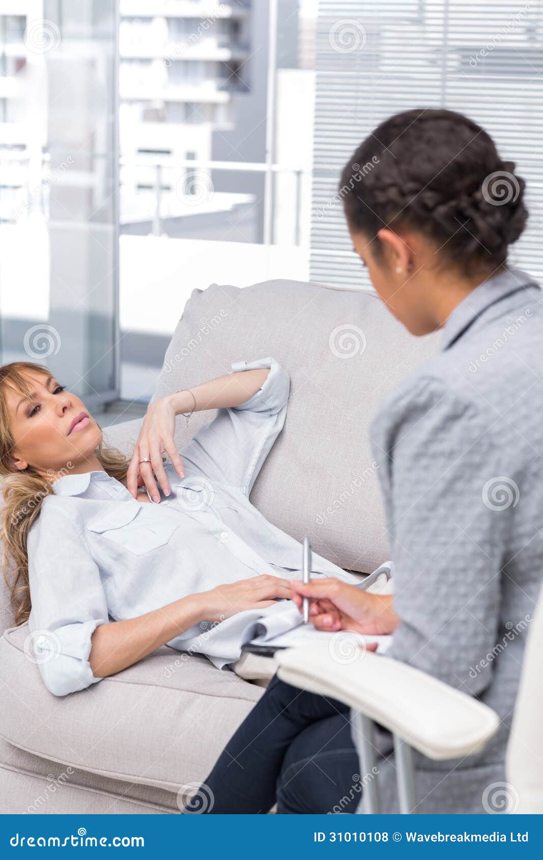Woman and Therapist during Session Stock Photo - Image of sofa ...