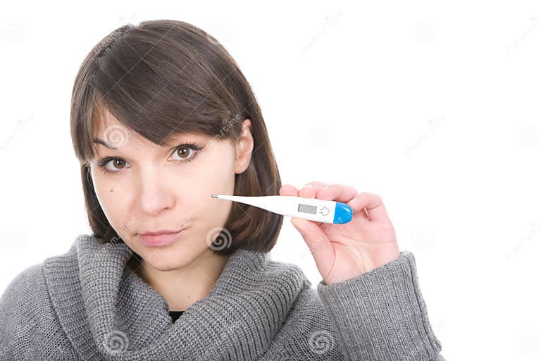 Woman with thermometer stock image. Image of people, isolated - 18508653