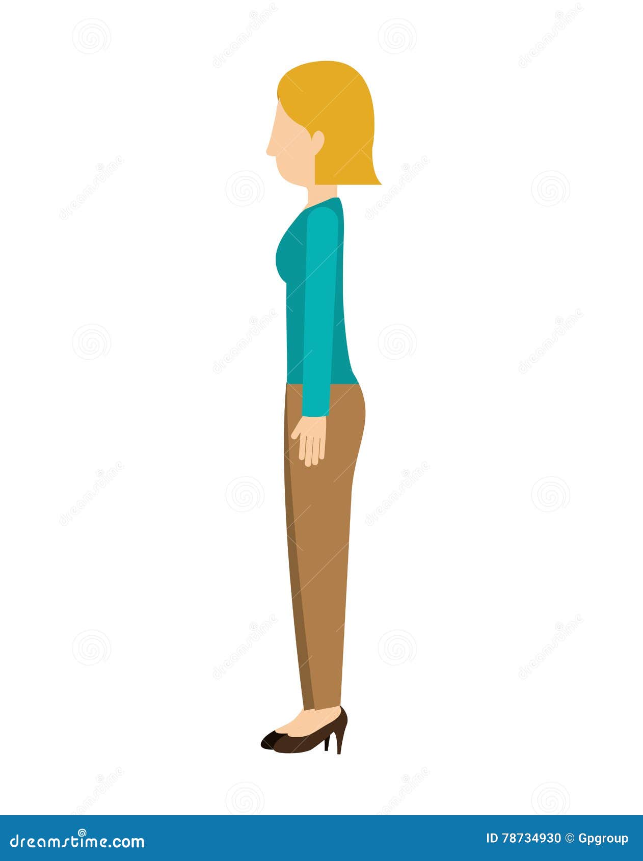 Woman Thin Standing with Left Profile Blond Stock Vector - Illustration ...