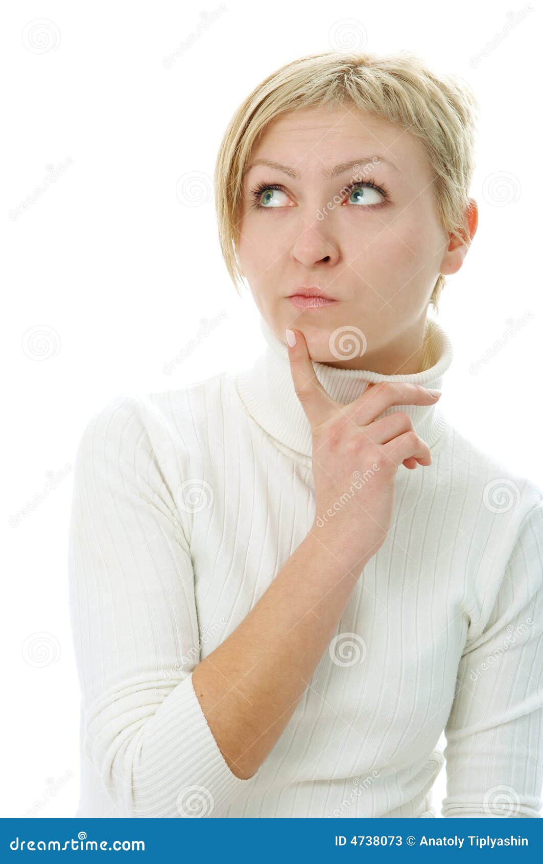 Woman think stock image. Image of head, beauty, cheerful - 4738073