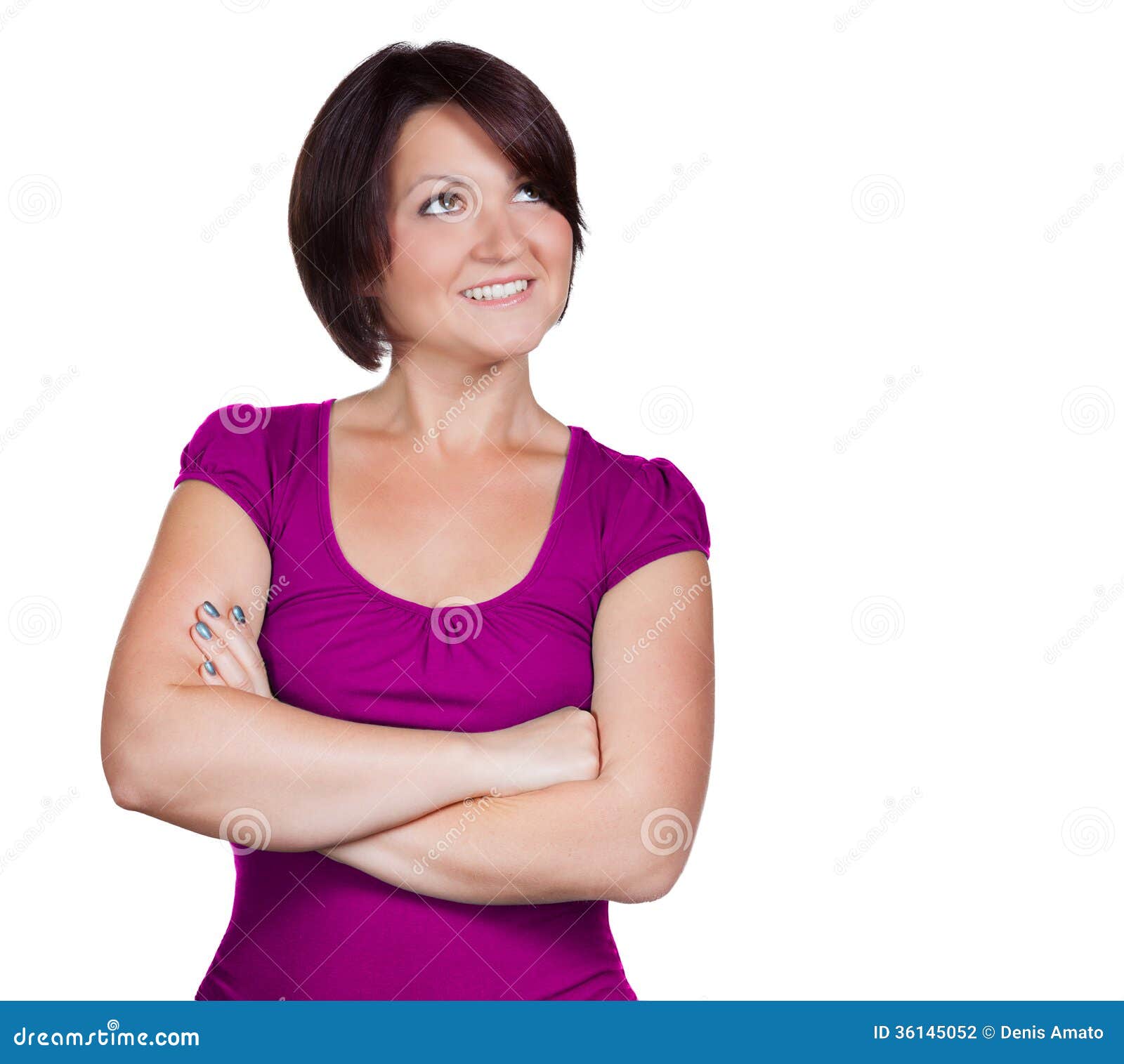 Woman Think about Different Things Stock Photo - Image of cheerful ...