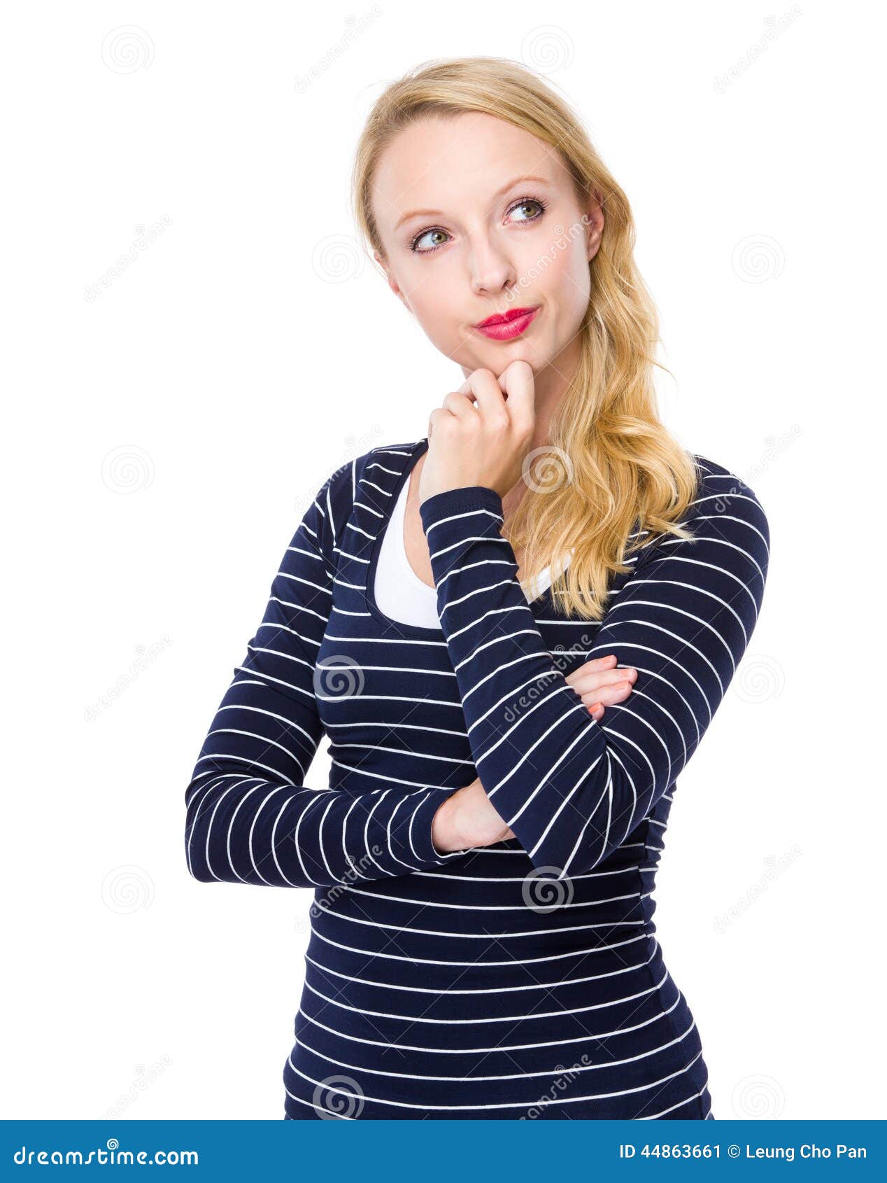 Woman think of idea stock image. Image of female, hair - 44863661