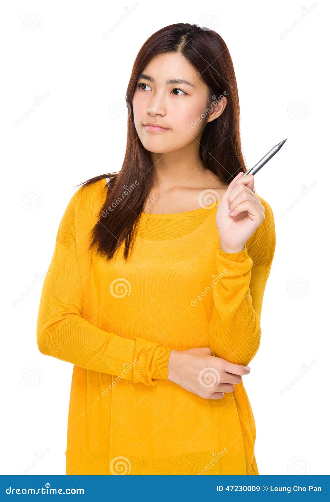 Woman think of something stock image. Image of chinese - 47230009
