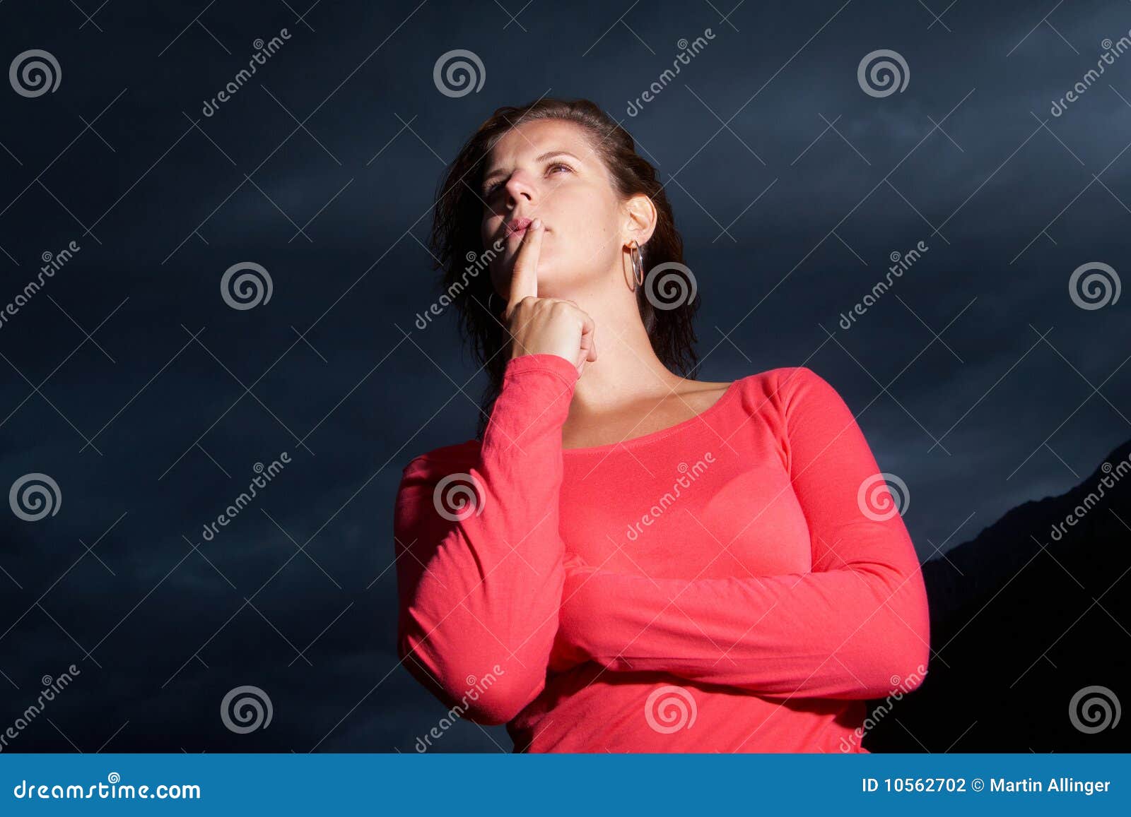 Woman is thinking stock photo. Image of beautiful, hand - 10562702