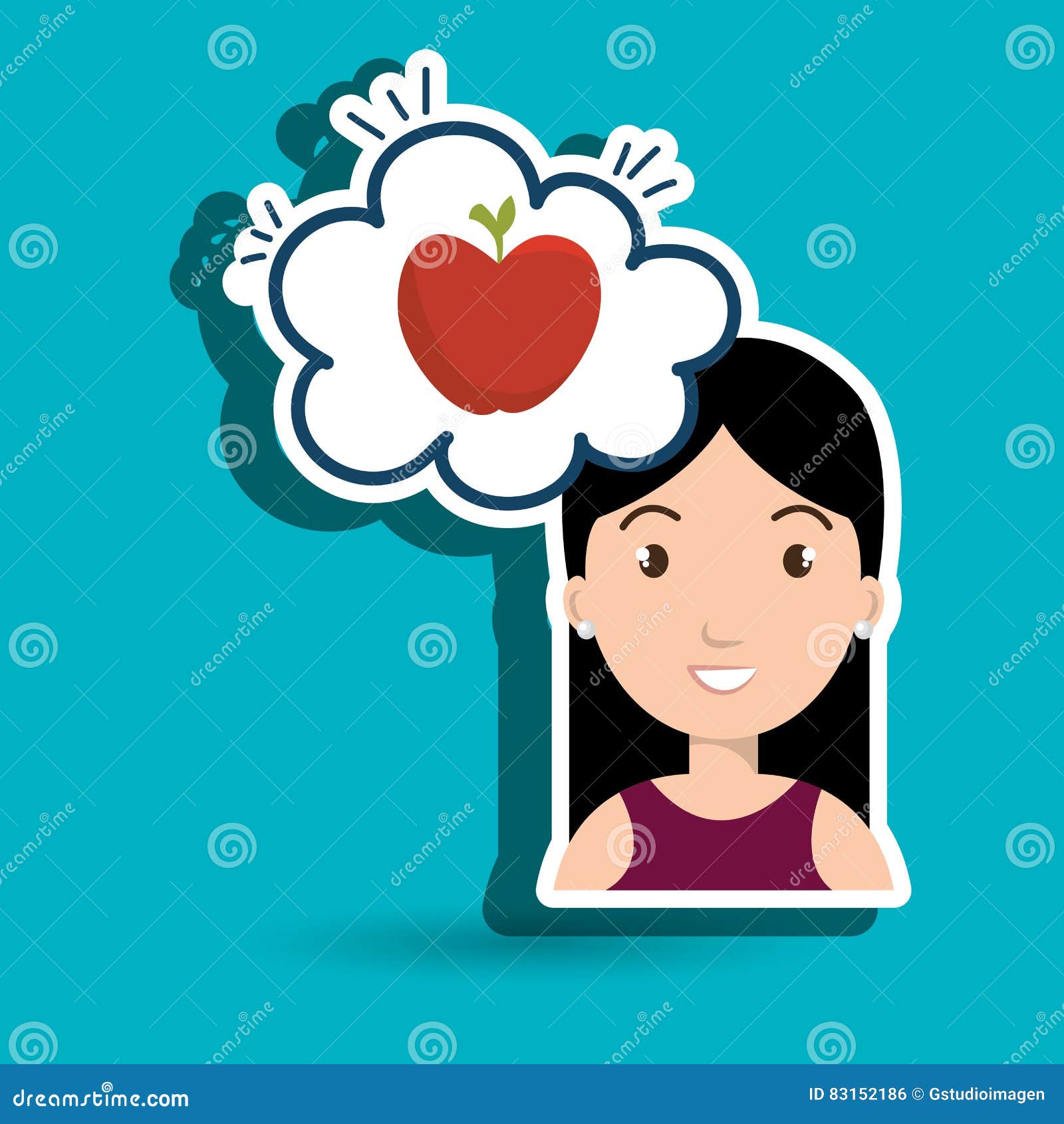 Woman Thinking Creating Bubble Stock Illustration - Illustration of ...