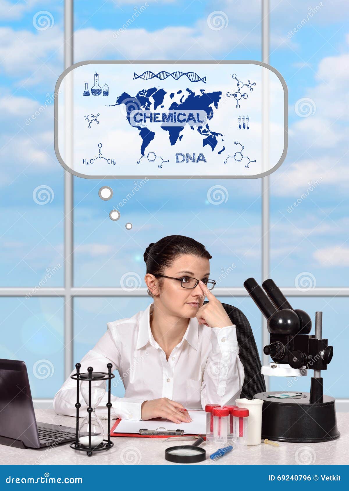 Woman Thinking about the Development of Science Stock Photo - Image of ...