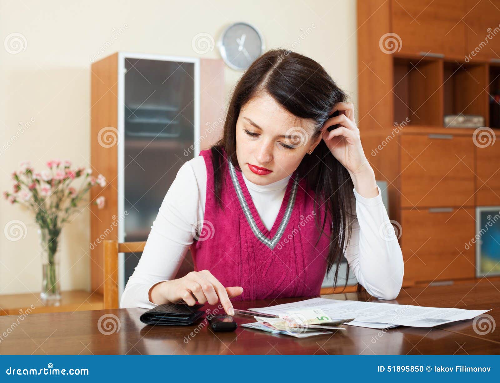 Woman Thinking about the Financial Issue Stock Photo - Image of ...