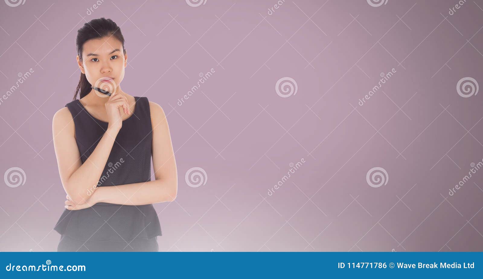 Woman Thinking in Front of Pink Background Stock Illustration ...