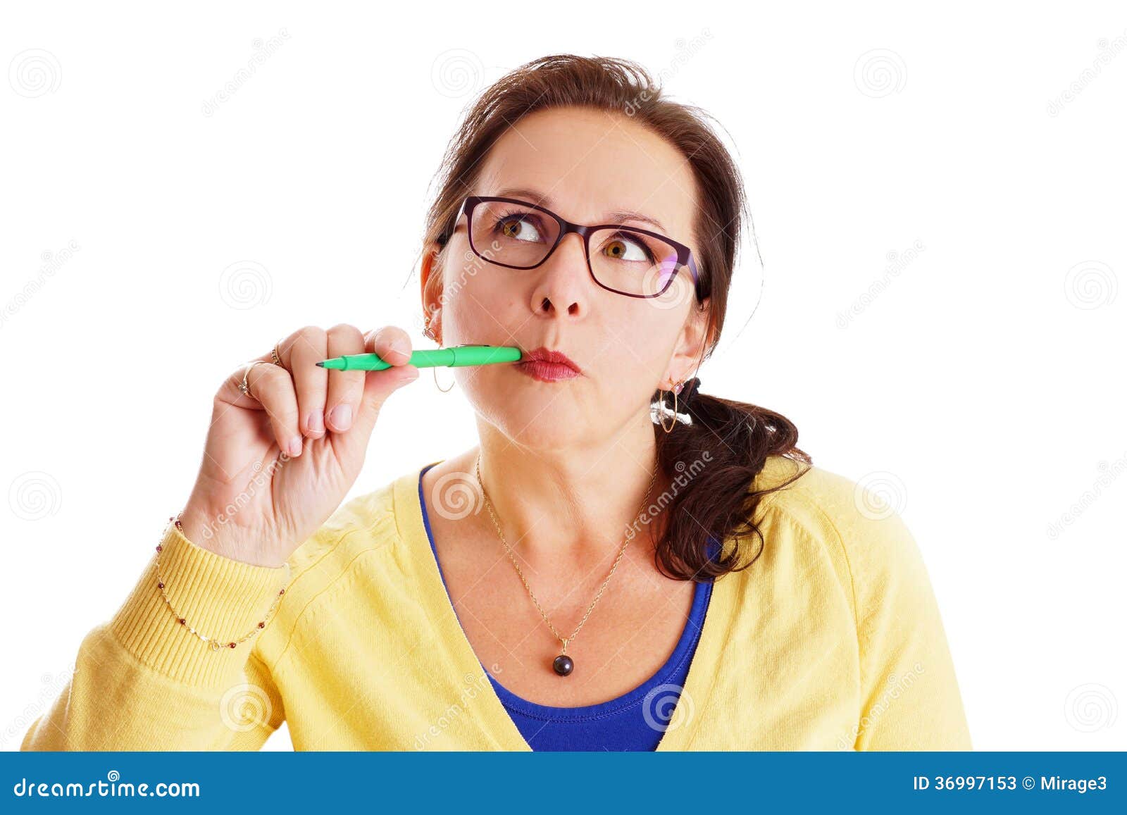 Woman thinking hard stock image. Image of caucasian, homework - 36997153