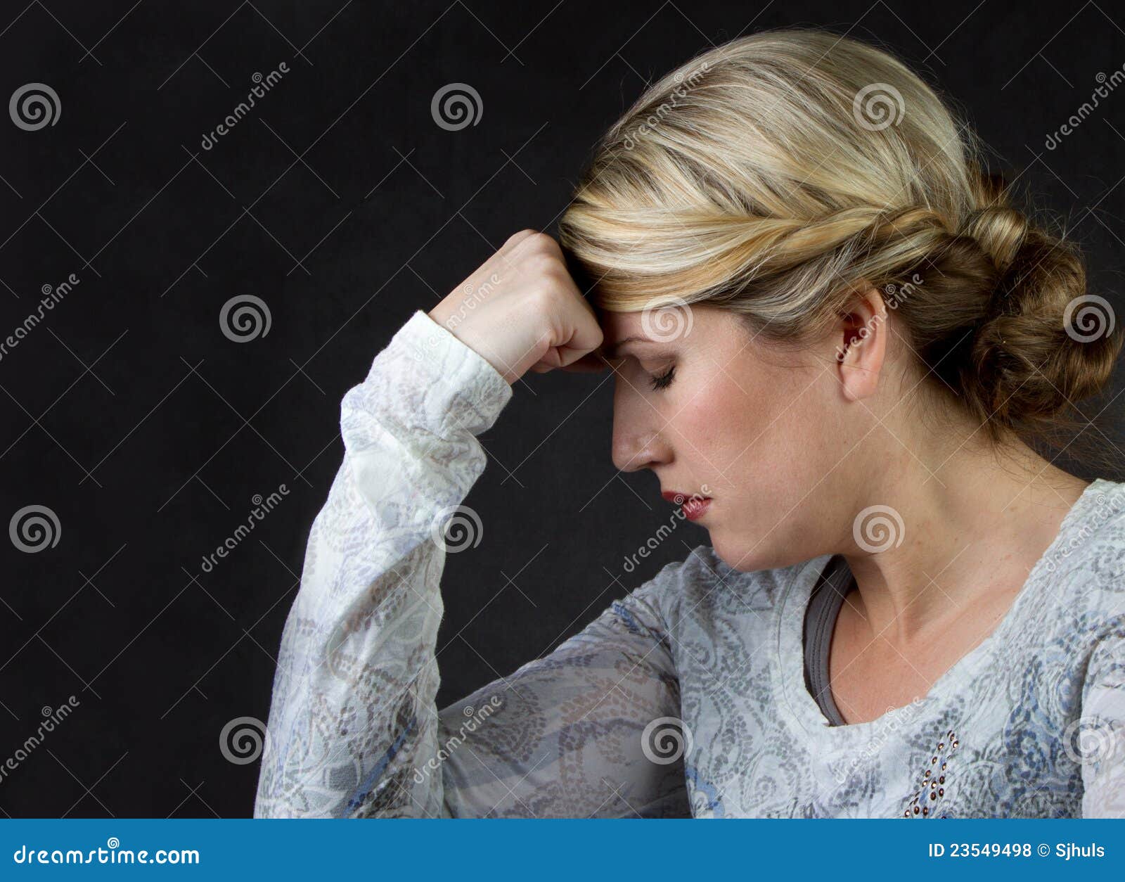 A Woman Thinking or with a Headache Stock Photo - Image of health, idea ...