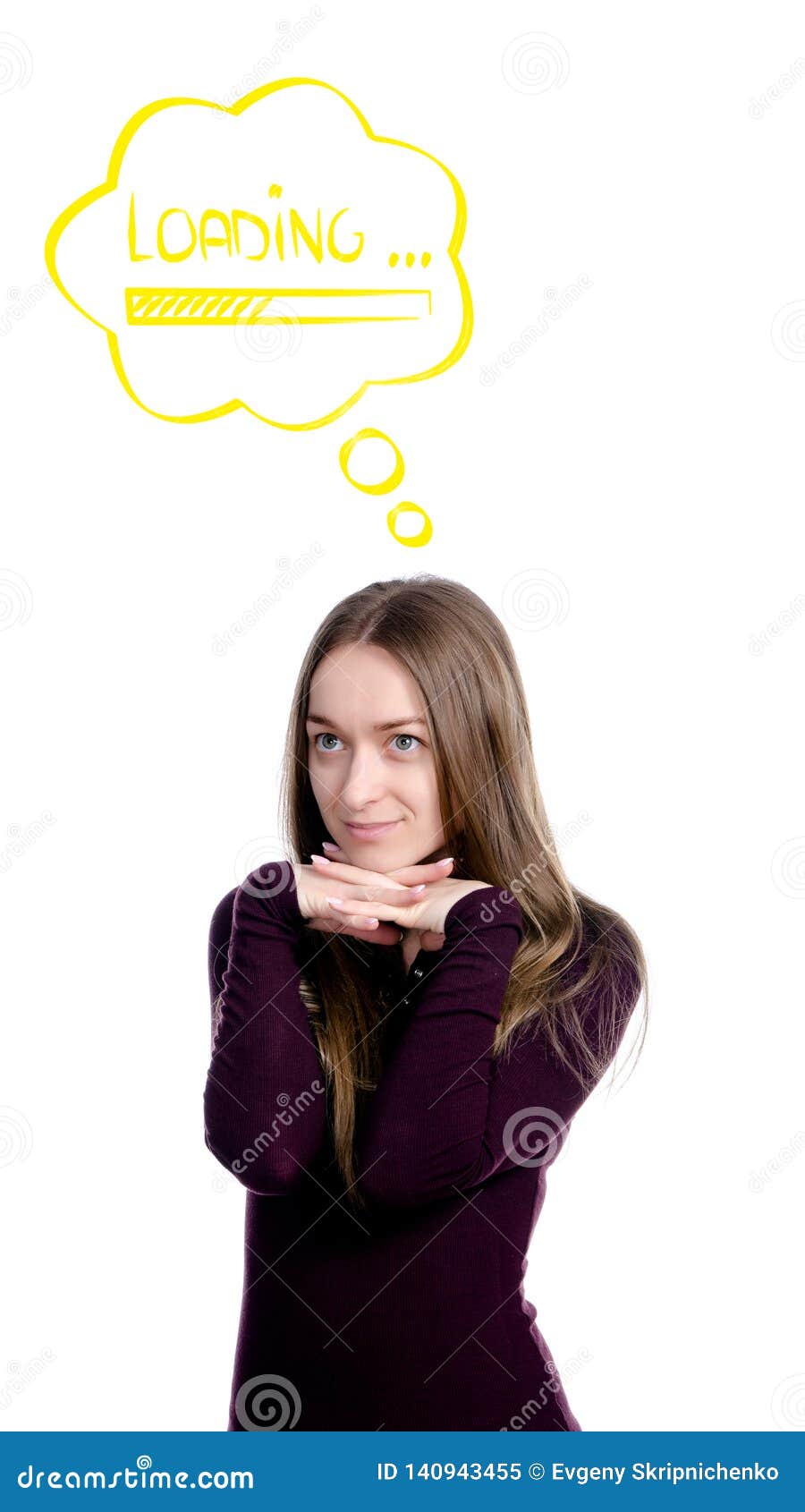 Woman thinking loading stock image. Image of business - 140943455