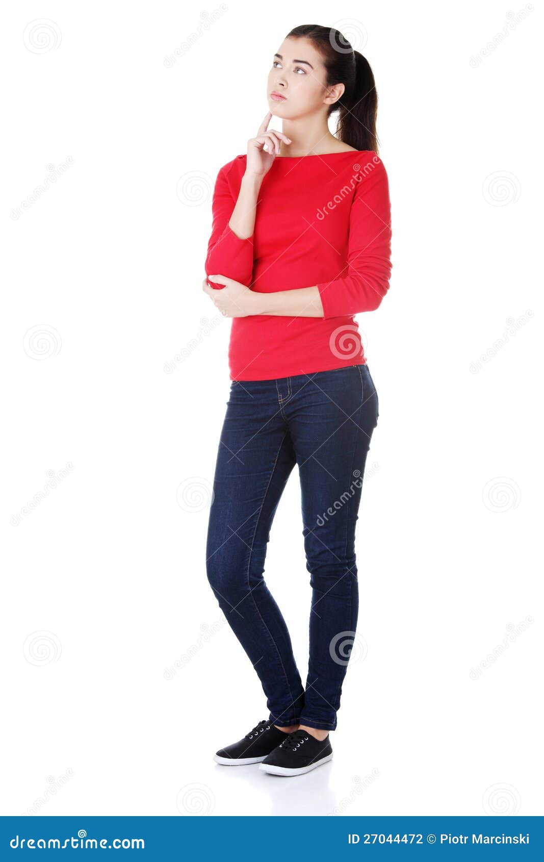 Woman Thinking and Looking Up Stock Photo - Image of adult, caucasian ...