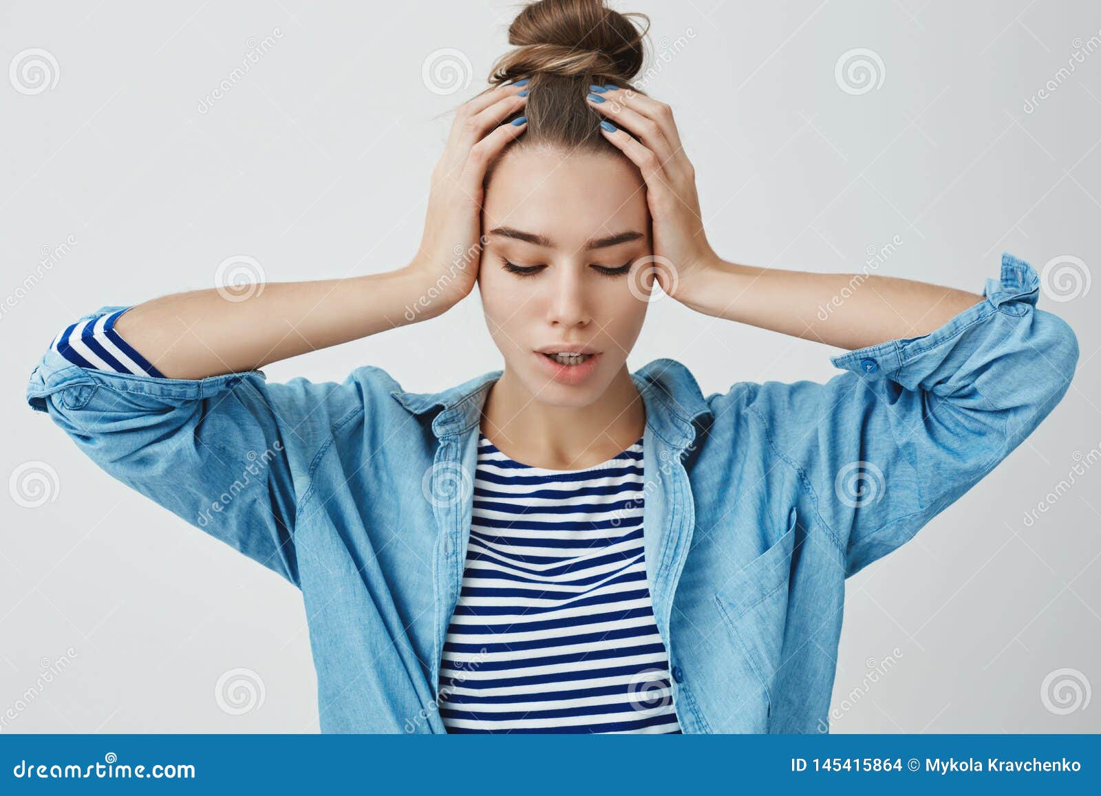 Woman Thinking Nervously Problems Home, Feeling Concerned Fed Up ...