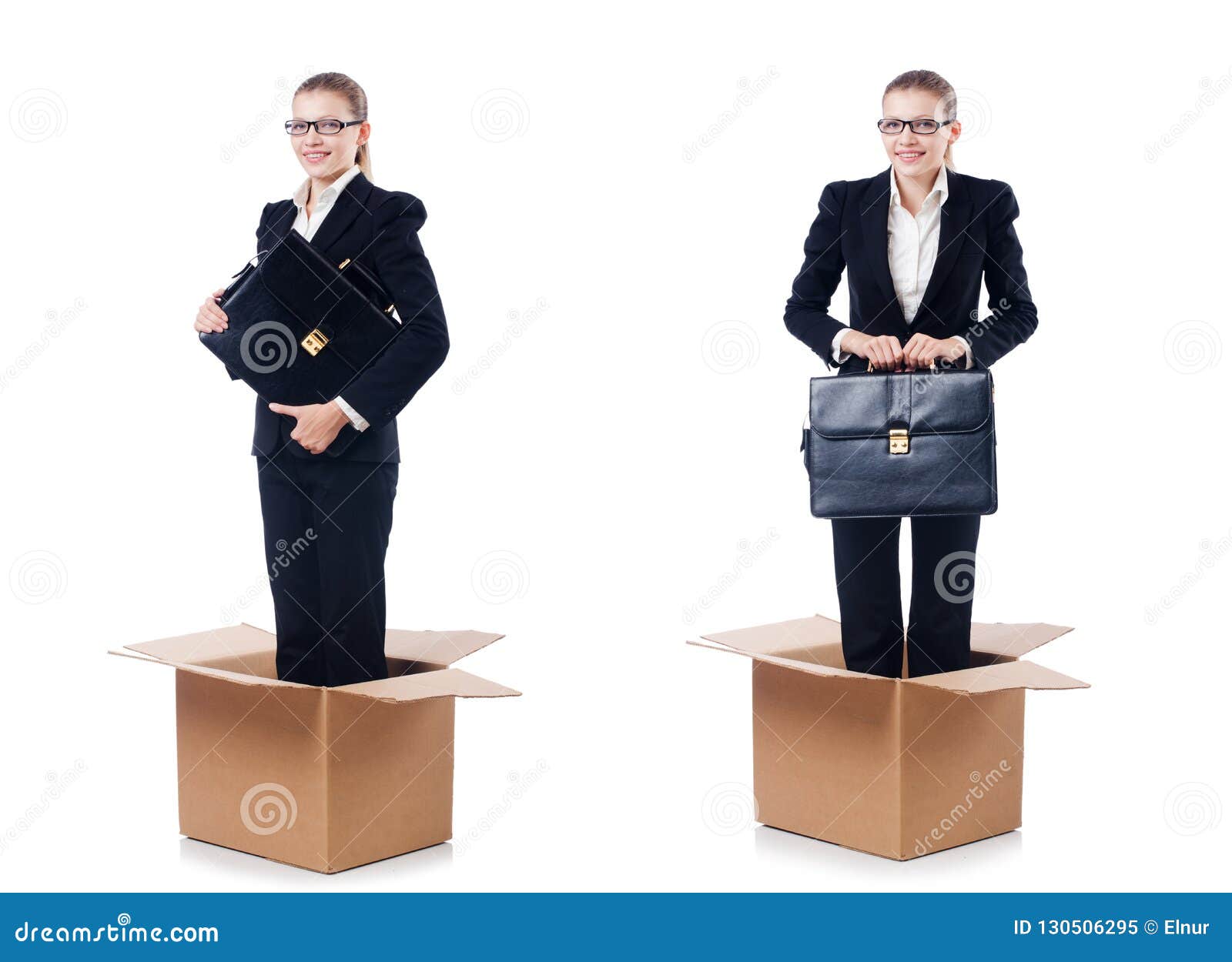 The Woman in Thinking Out of Box Concept Stock Image - Image of female ...