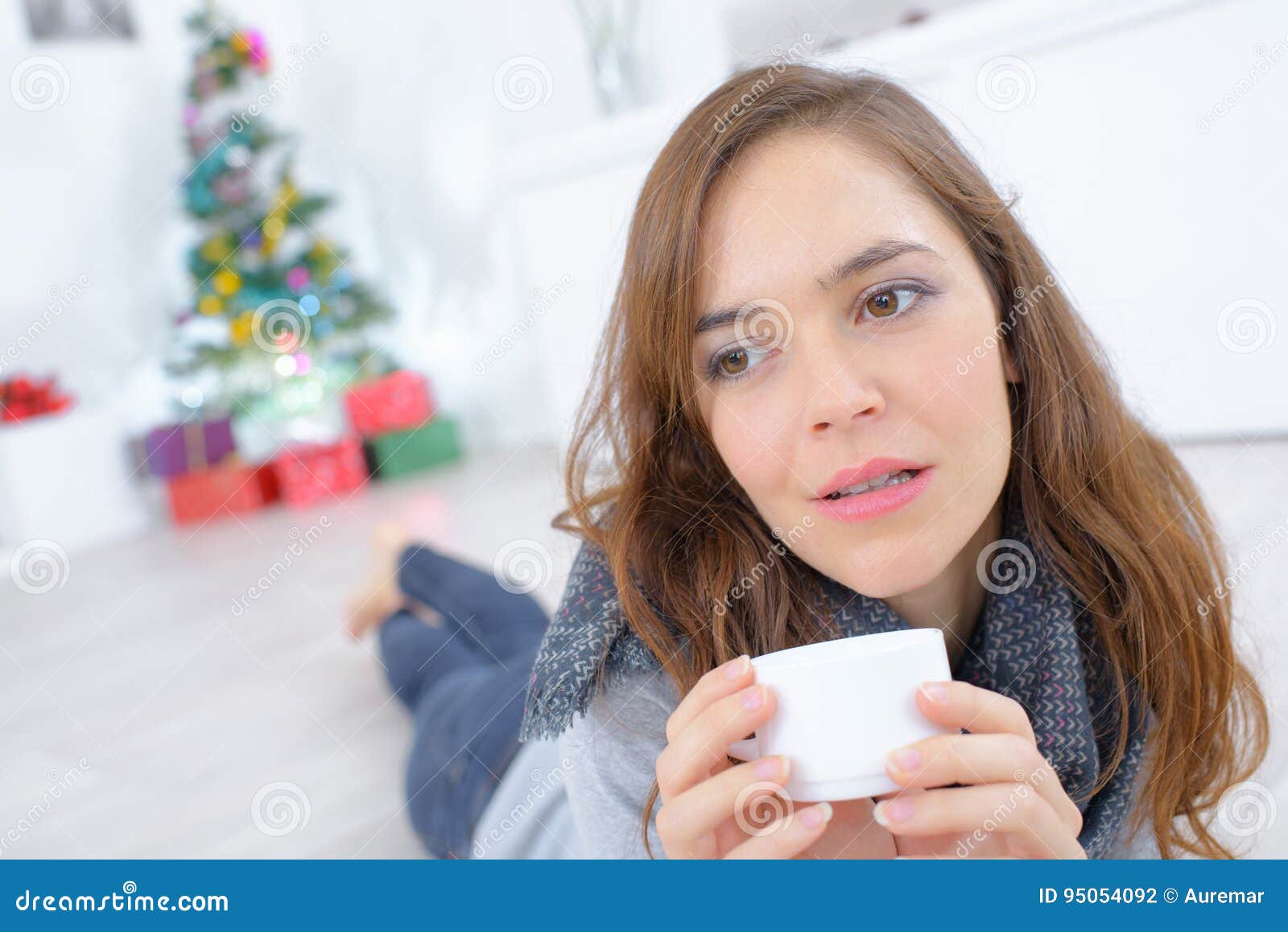 Woman Thinking Over Cup Tea at Home Stock Photo - Image of girl ...