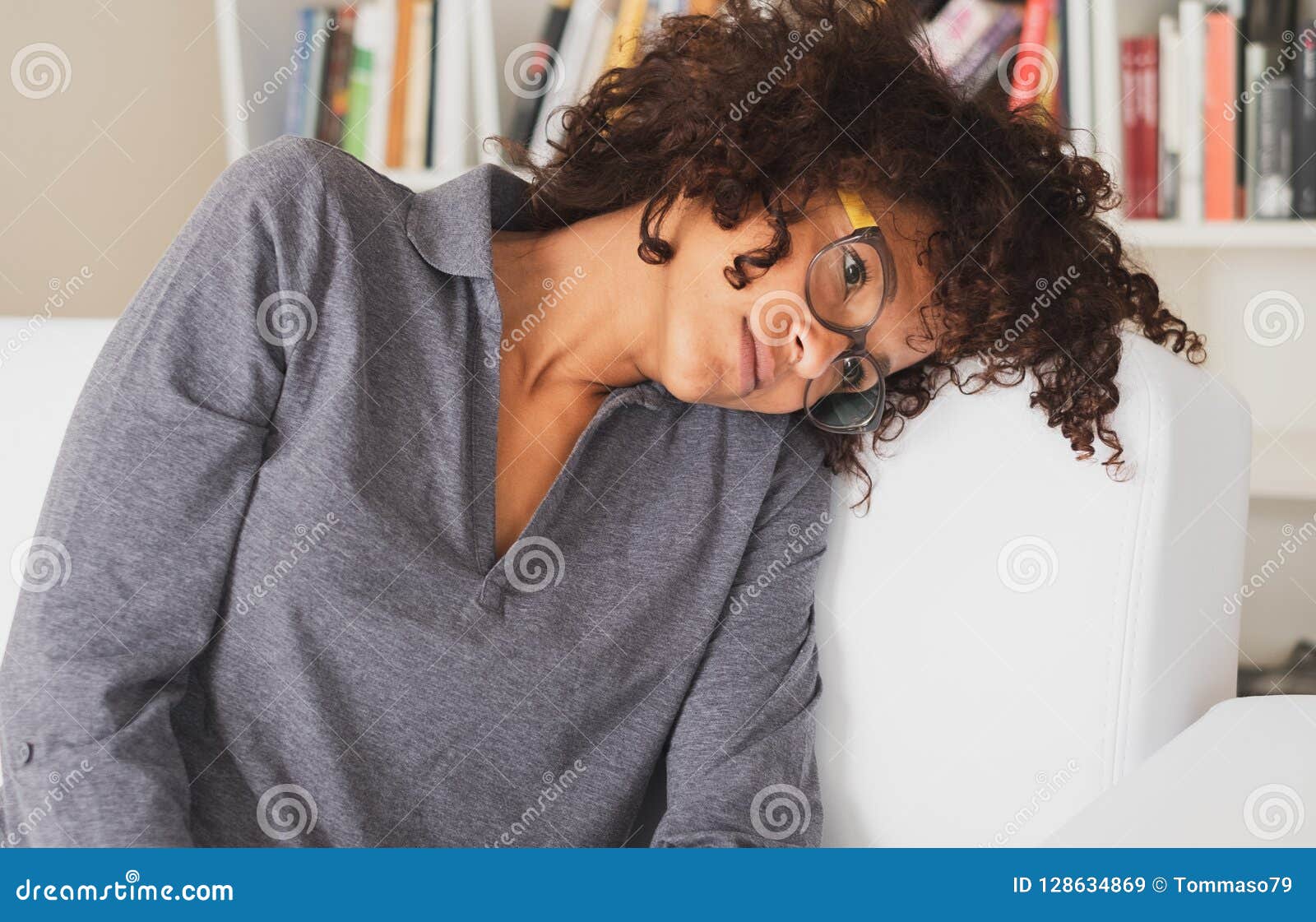 Brooding and Thoughtful Black Woman Face Portrait Stock Image - Image ...