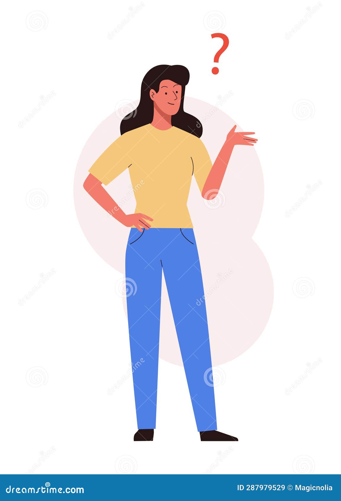 Woman Thinking with Question Mark. Female Character Design in Asking ...