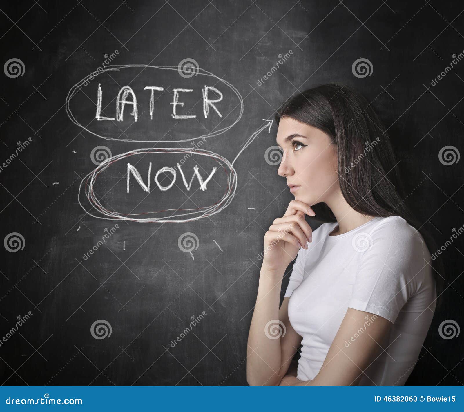 Woman Thinking of Something Stock Photo - Image of profile, study: 46382060