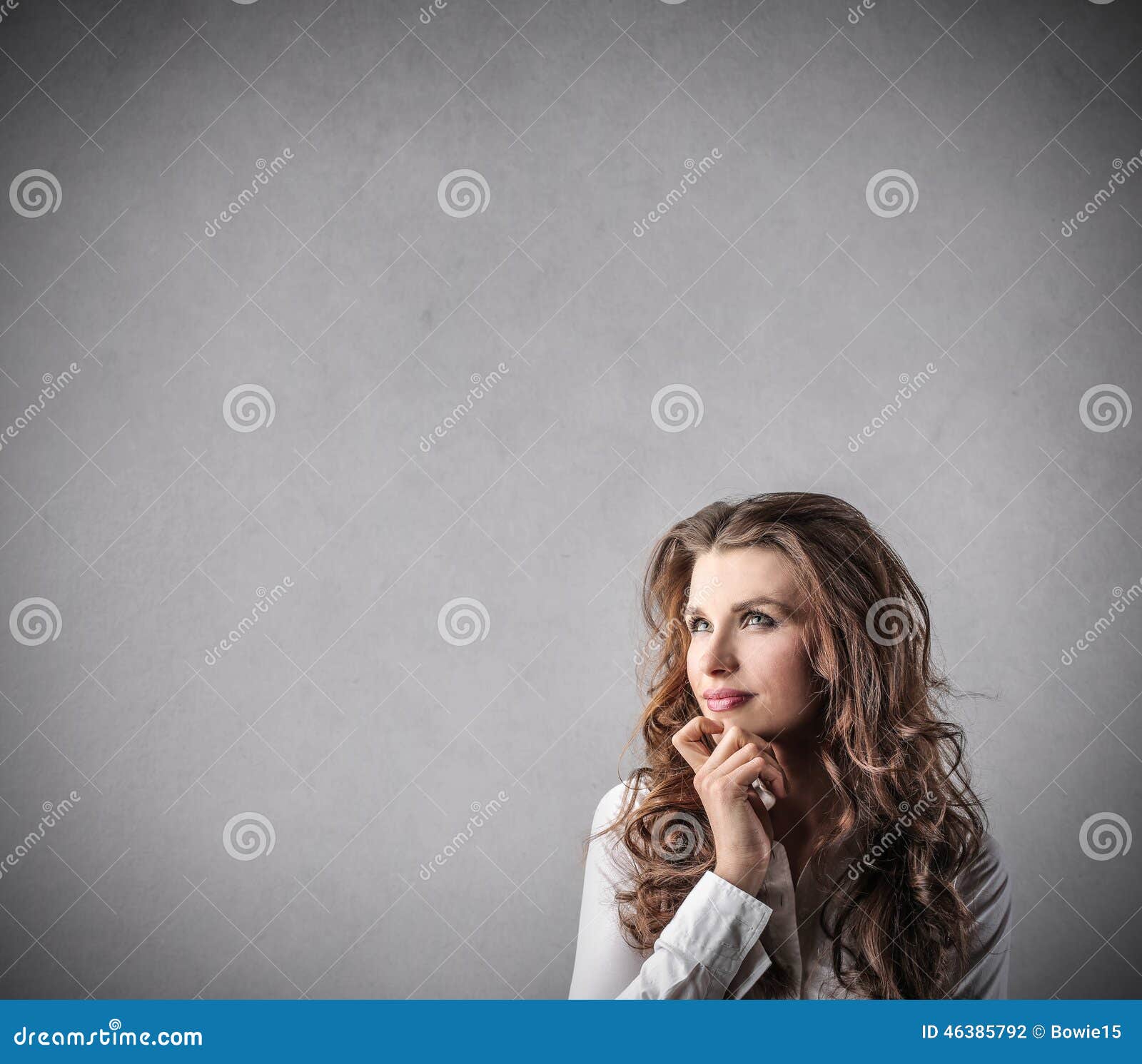 Woman Thinking of Something Stock Photo - Image of copyspace, young ...