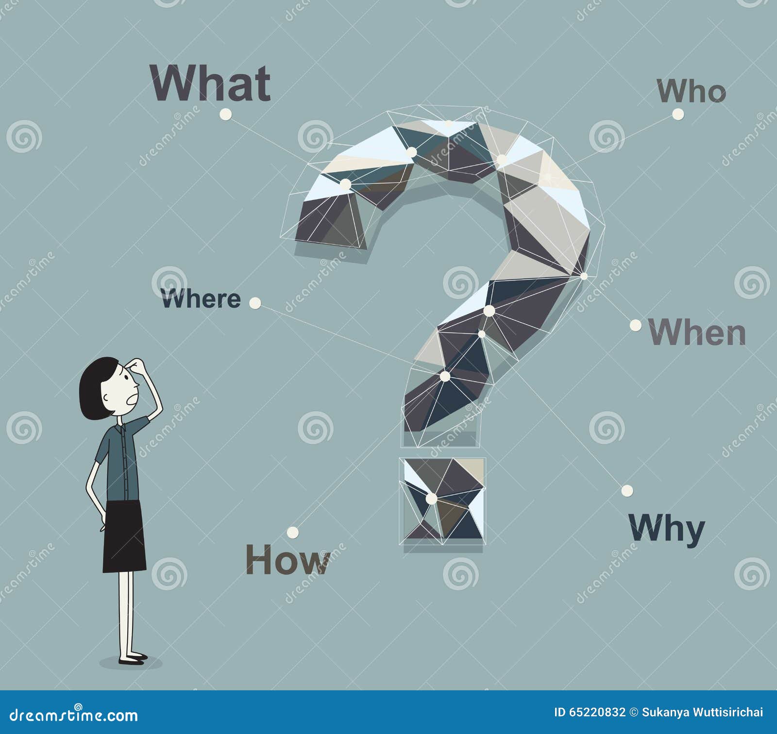 Woman thinking something stock vector. Illustration of learn - 65220832