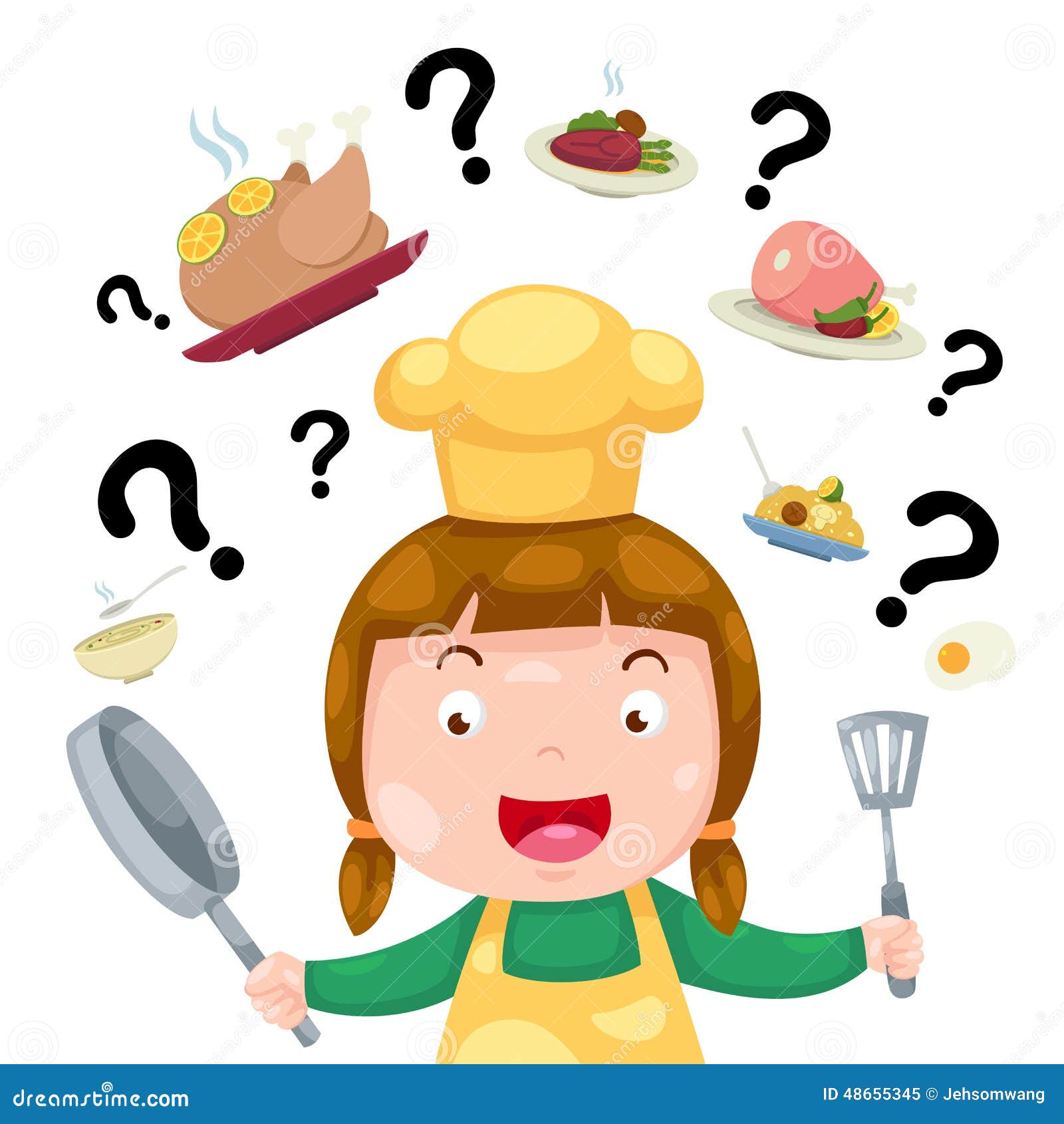 Woman Thinking What To Cook Stock Vector - Illustration of barbecue ...