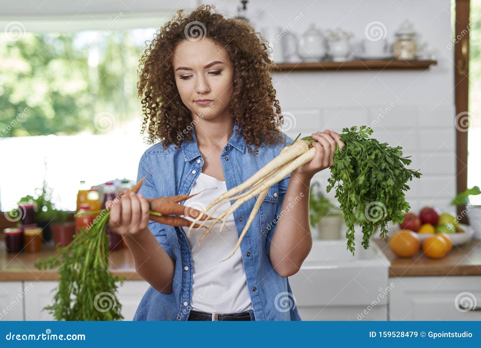 Woman Thinking of What To Cook Stock Image - Image of copy, health ...
