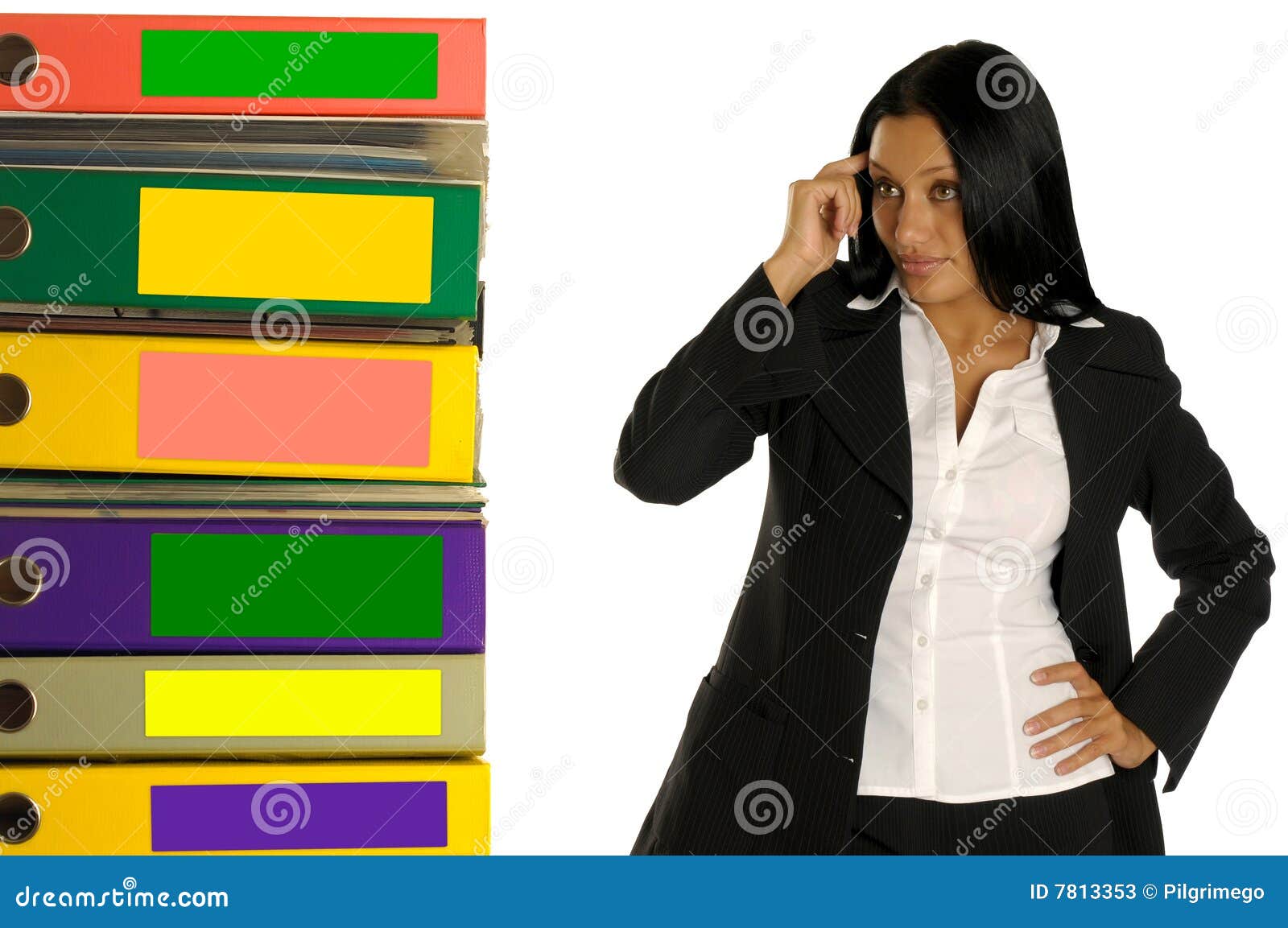 Woman is Thinking about Work Stock Image - Image of paper, human: 7813353