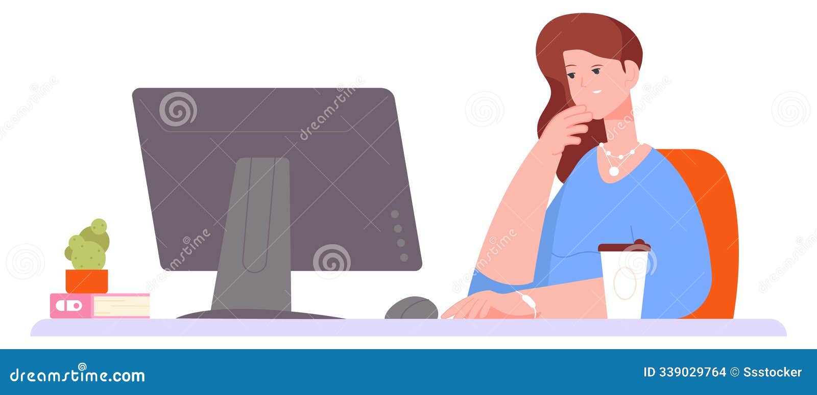 Woman Thinking about Work Problem. Career Strategy Stock Vector ...