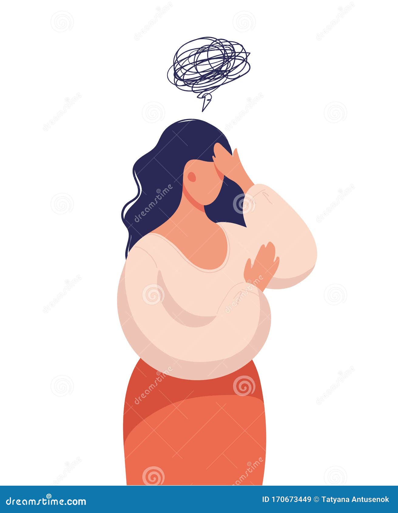Psychological Trauma Concept, Flat Tiny Cartoon Vector | CartoonDealer ...