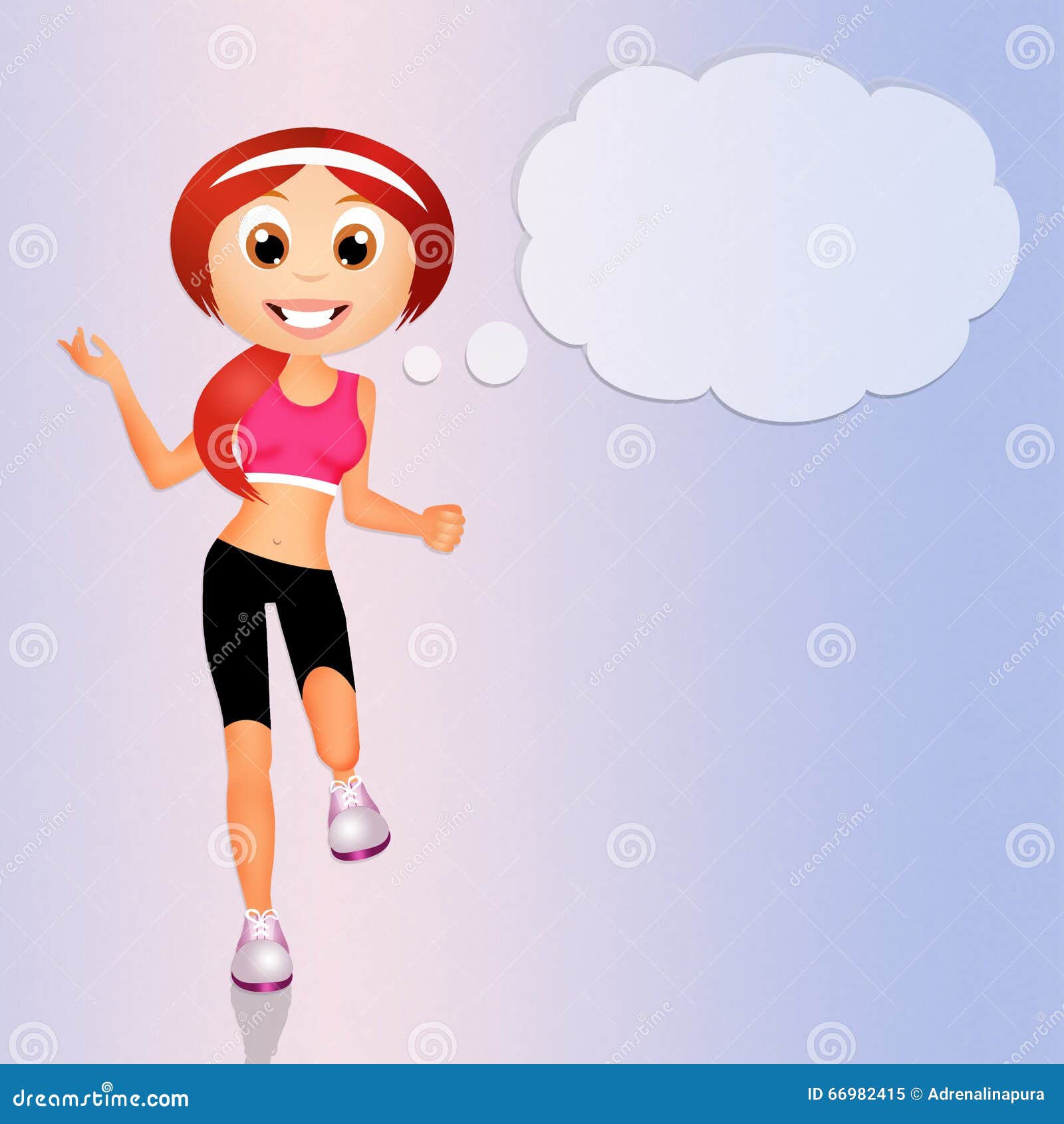 Woman thinks he runs stock illustration. Illustration of thinks - 66982415