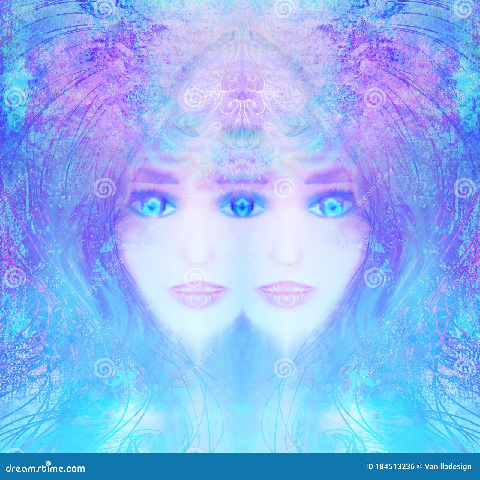 Woman with Third Eye, Psychic Supernatural Senses Stock Illustration ...