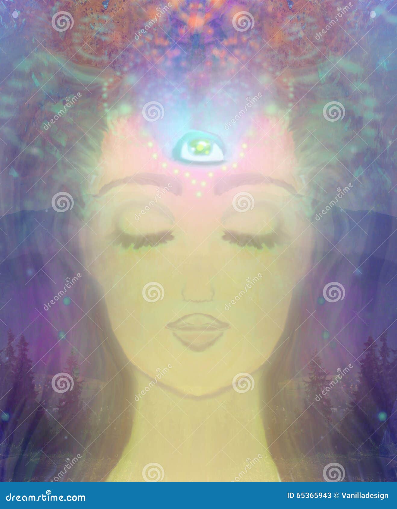 Woman With Third Eye, Psychic Supernatural Senses Royalty-Free Stock ...
