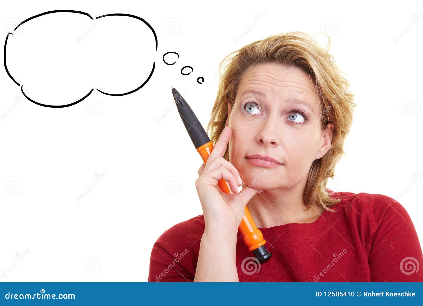 Woman with thought bubble stock photo. Image of head - 12505410