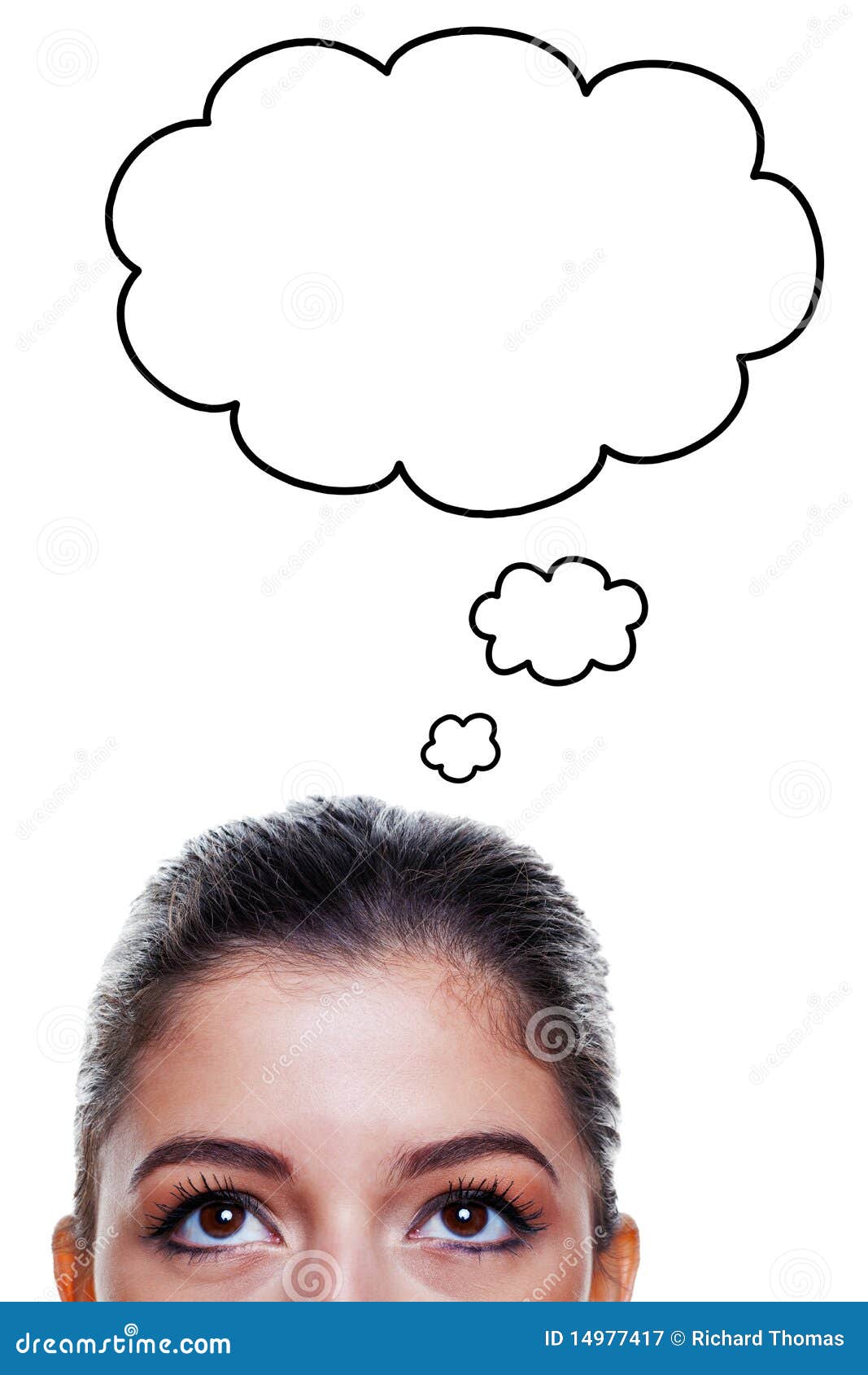 Woman with thought bubbles stock image. Image of space - 14977417