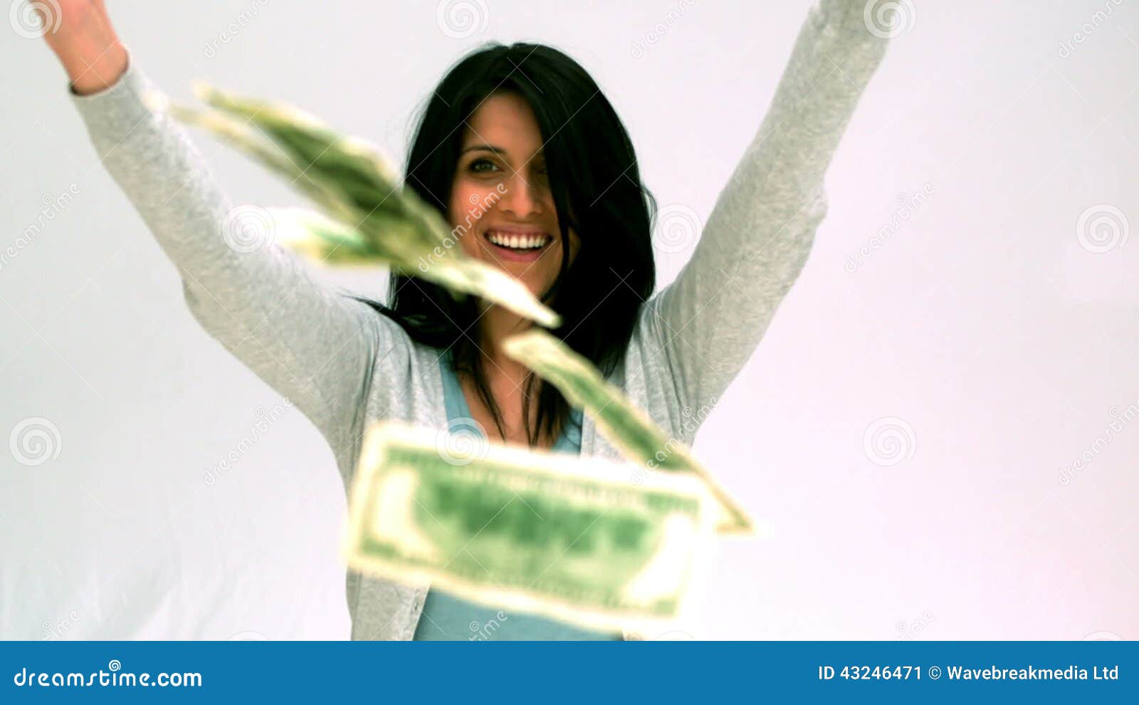 Woman throwing dollars stock video. Video of caucasian - 43246471