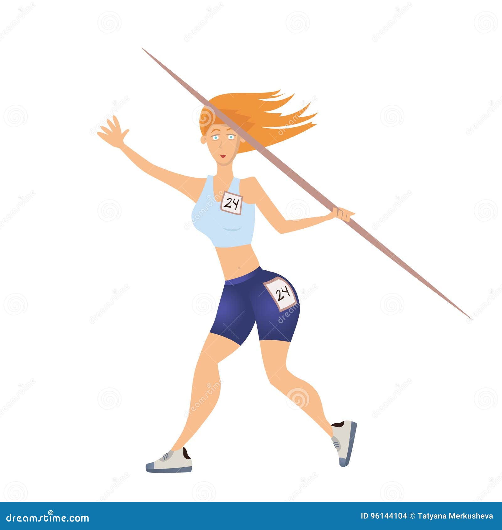 Man Throwing Javelin Vector Icon On White Background Flat Vector Man