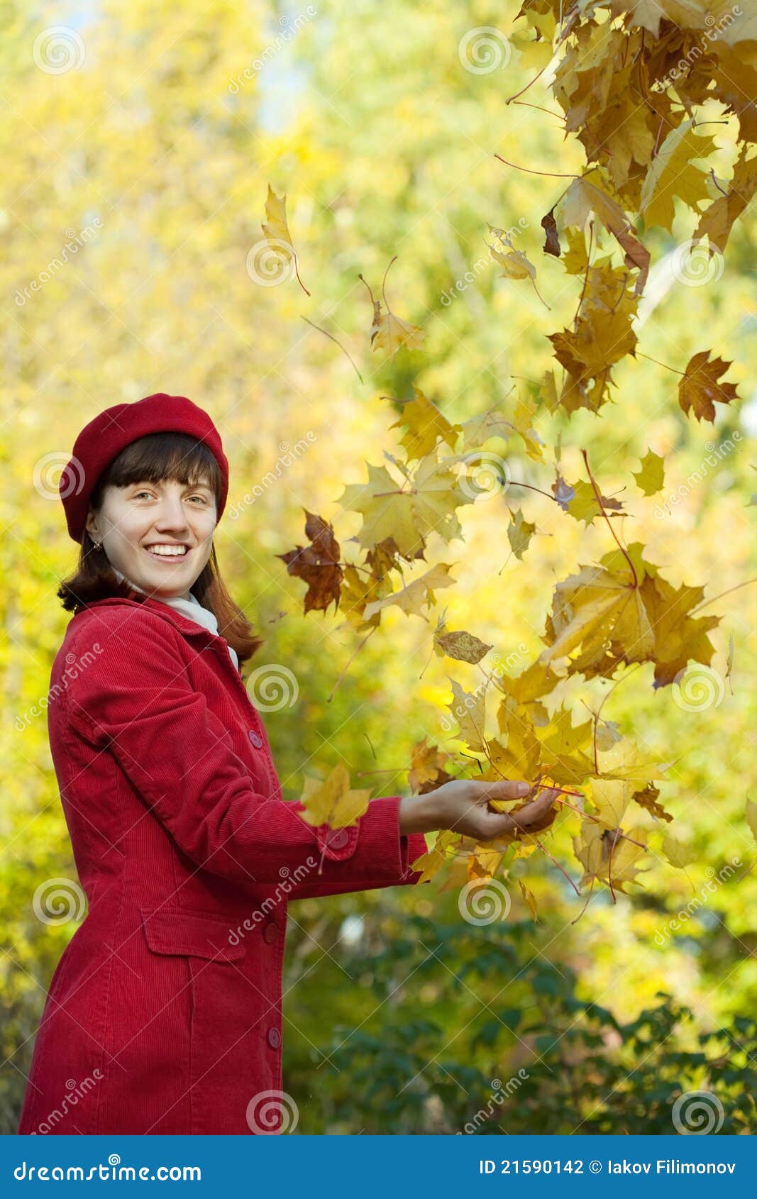 Woman Throwing Maple in Autumn Stock Photo - Image of cloth, clothes ...