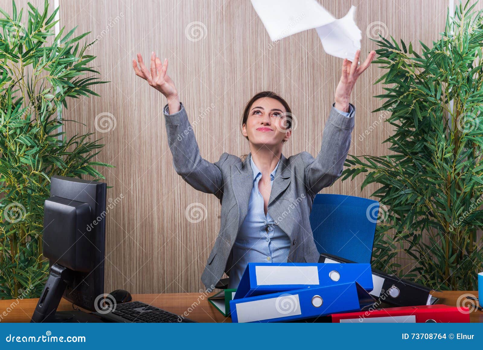 The Woman Throwing Papers in the Office Under Stress Stock Photo ...