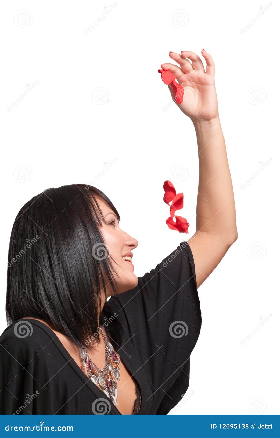 Woman throwing petals stock photo. Image of petals, glamour - 12695138