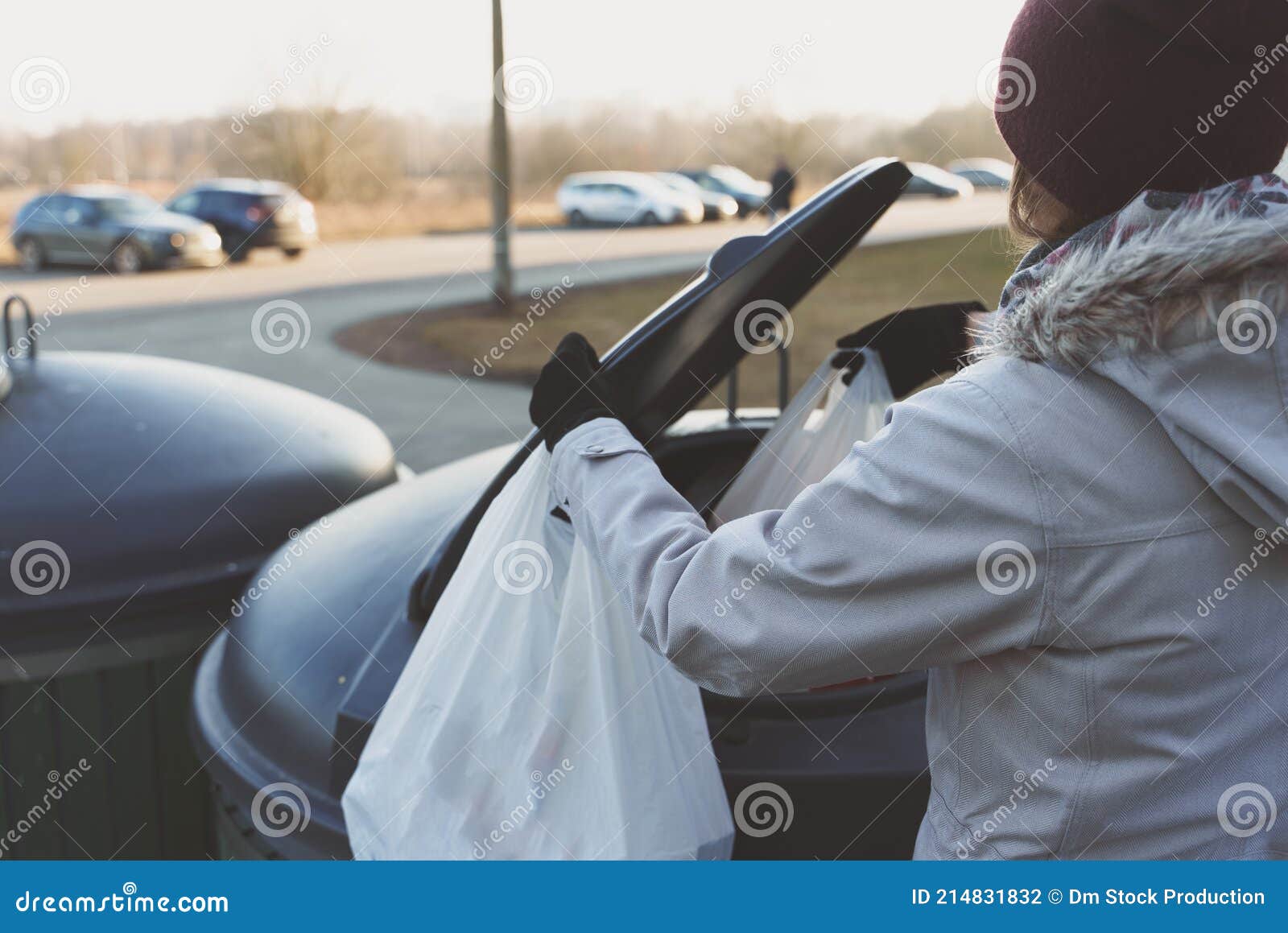 Woman Throws Paper Trash In The Trash Sorting Waste Royalty-Free Stock ...