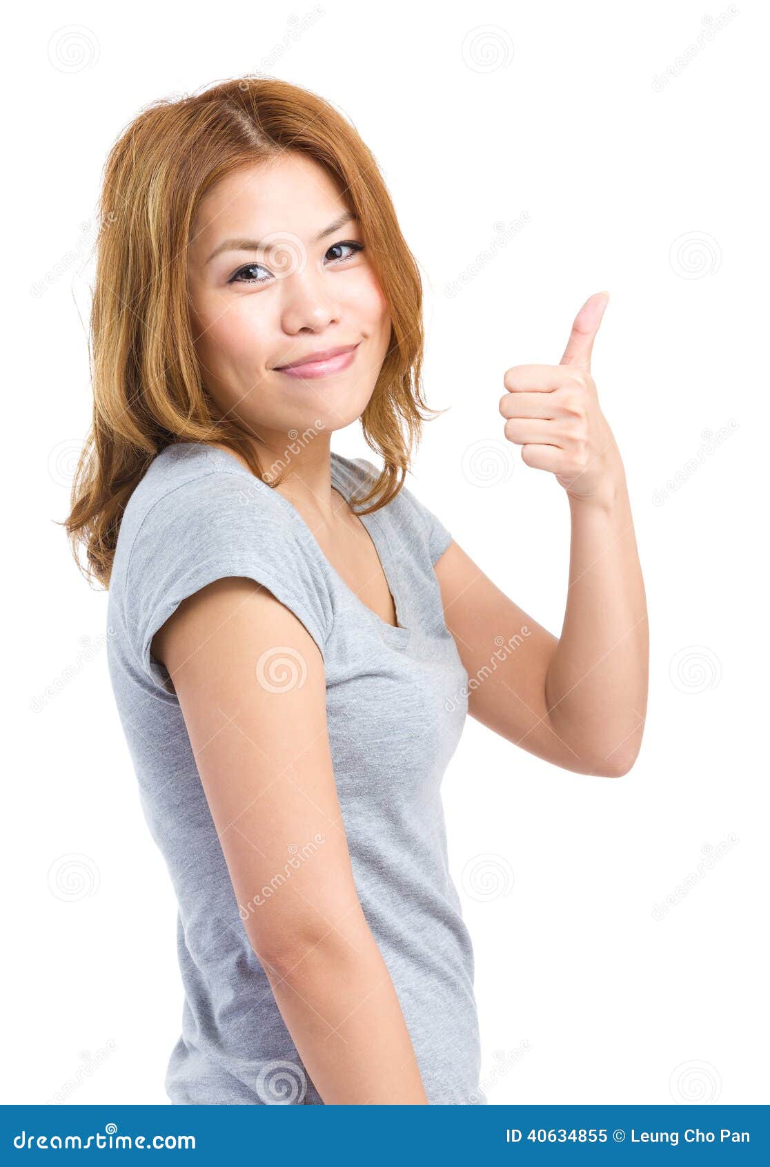 Woman thumb up stock image. Image of isolated, jean, portrait - 40634855