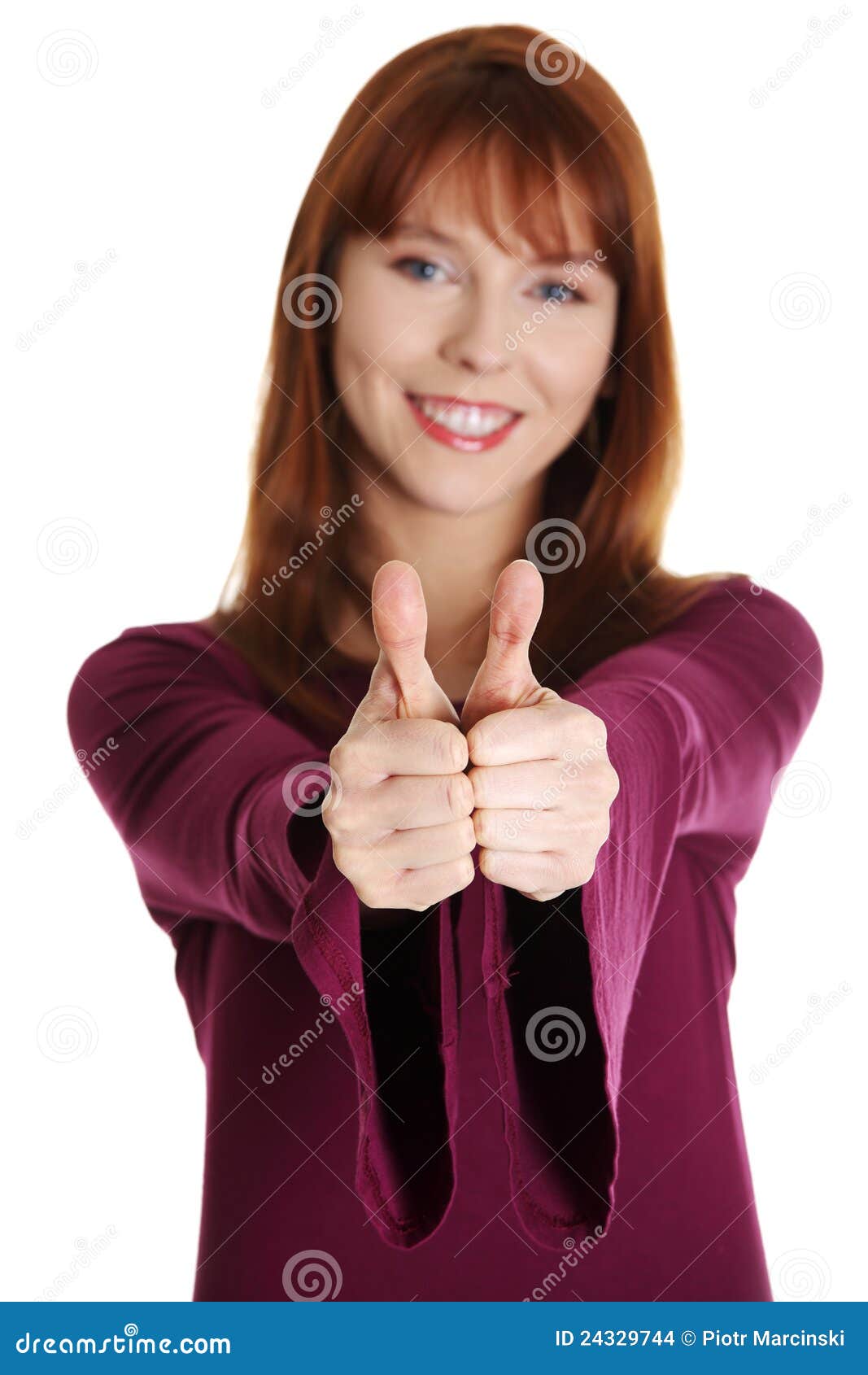 Woman with thumbs up stock photo. Image of gesture, bright - 24329744