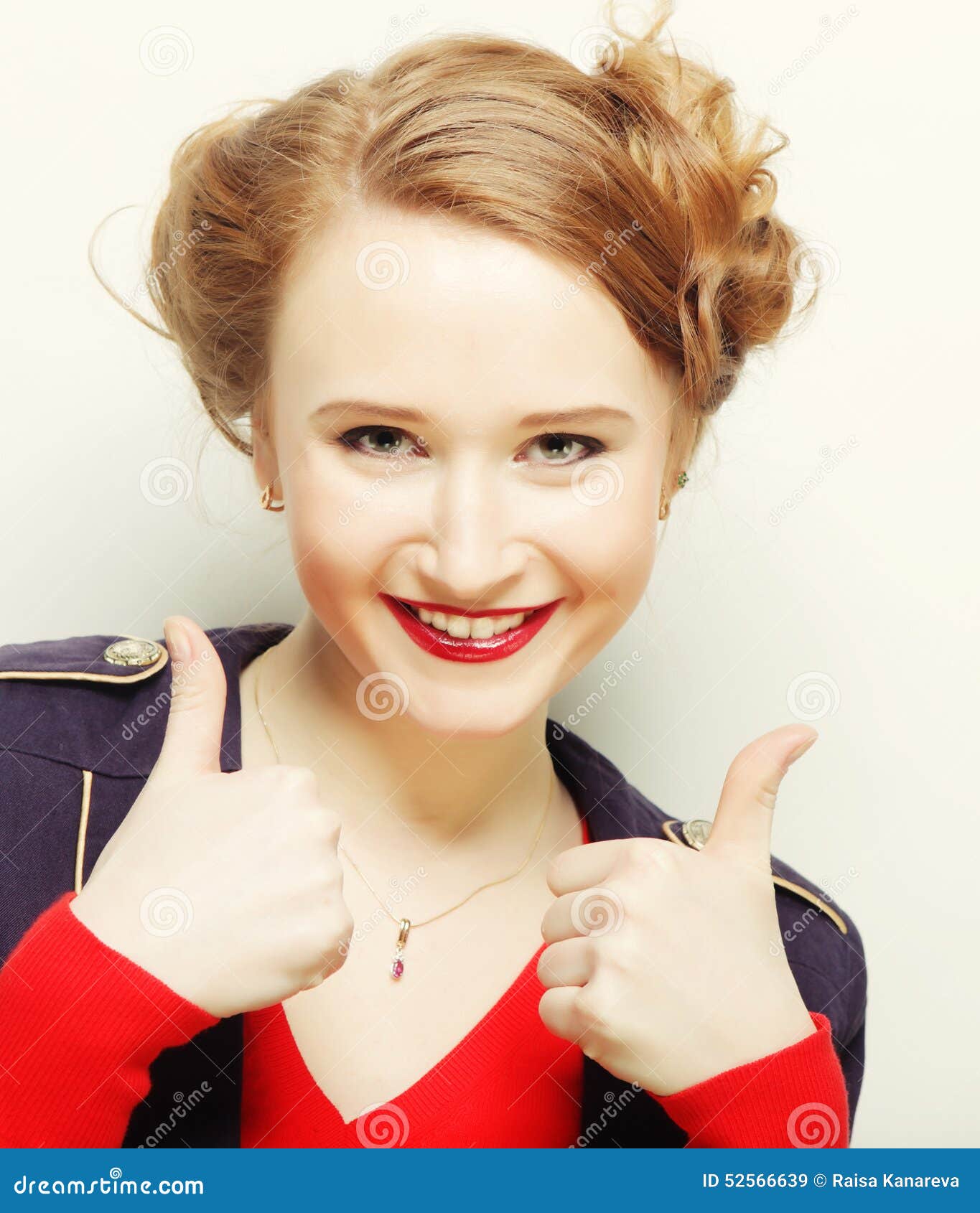 Woman with thumbs up stock image. Image of beautiful - 52566639