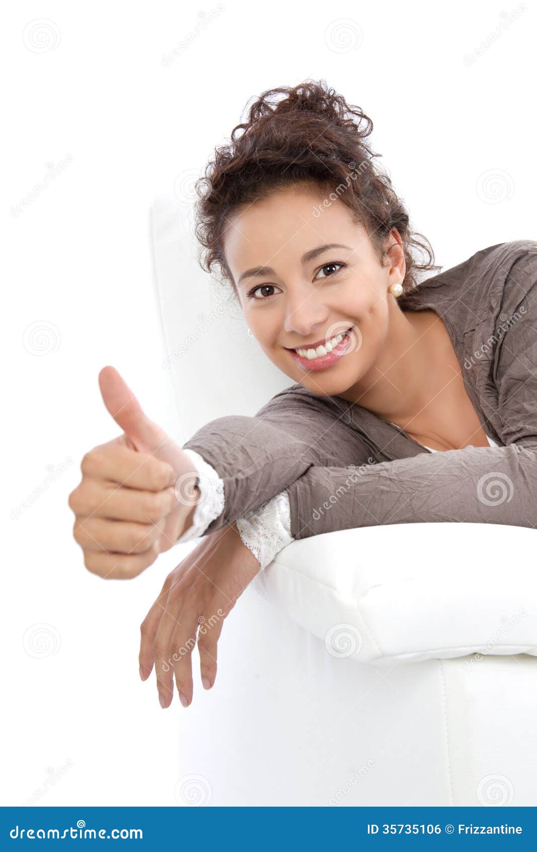 Woman with thumbs up stock photo. Image of isolated, assent - 35735106