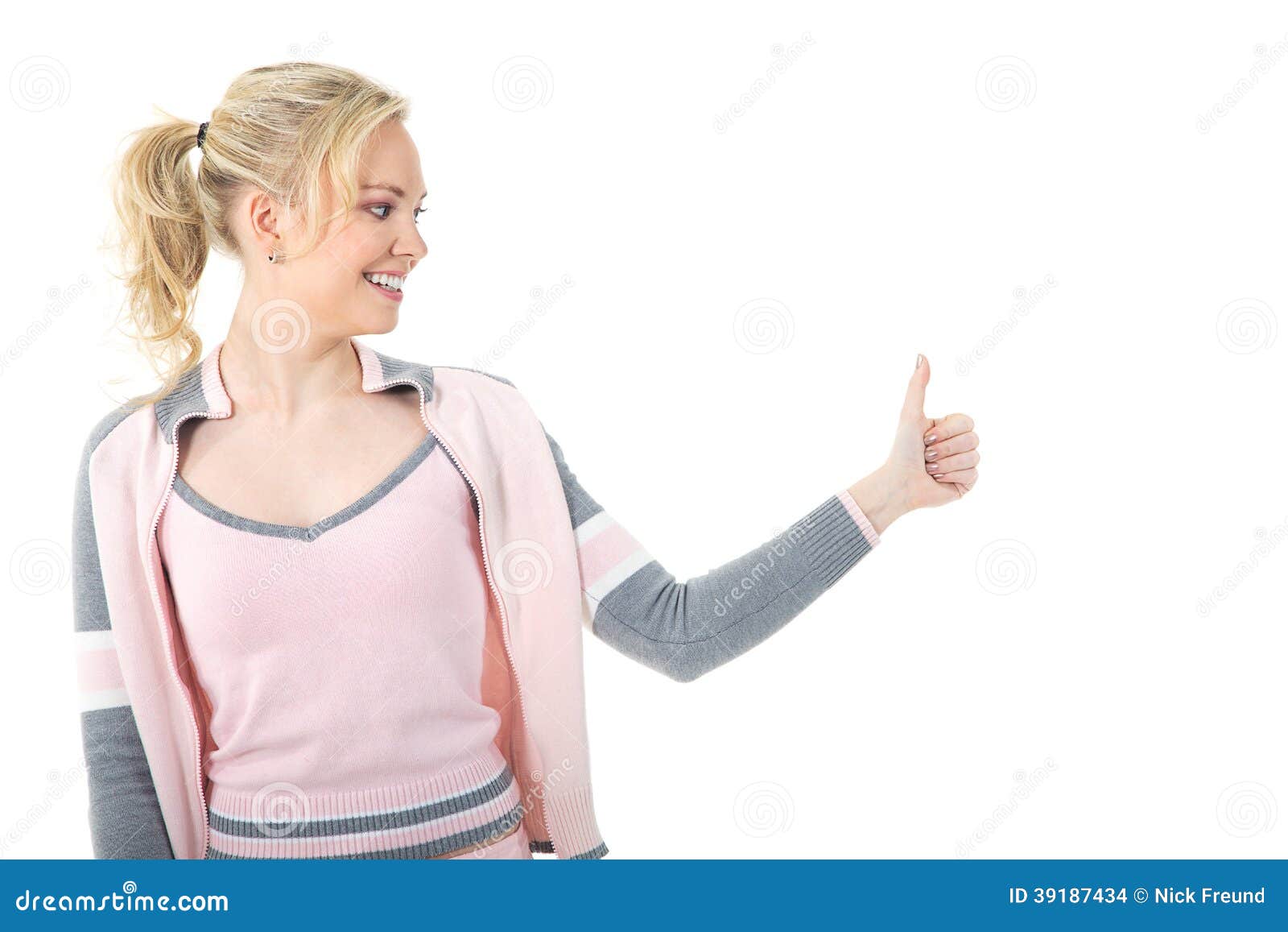 Woman with thump up stock photo. Image of isolated, female - 39187434