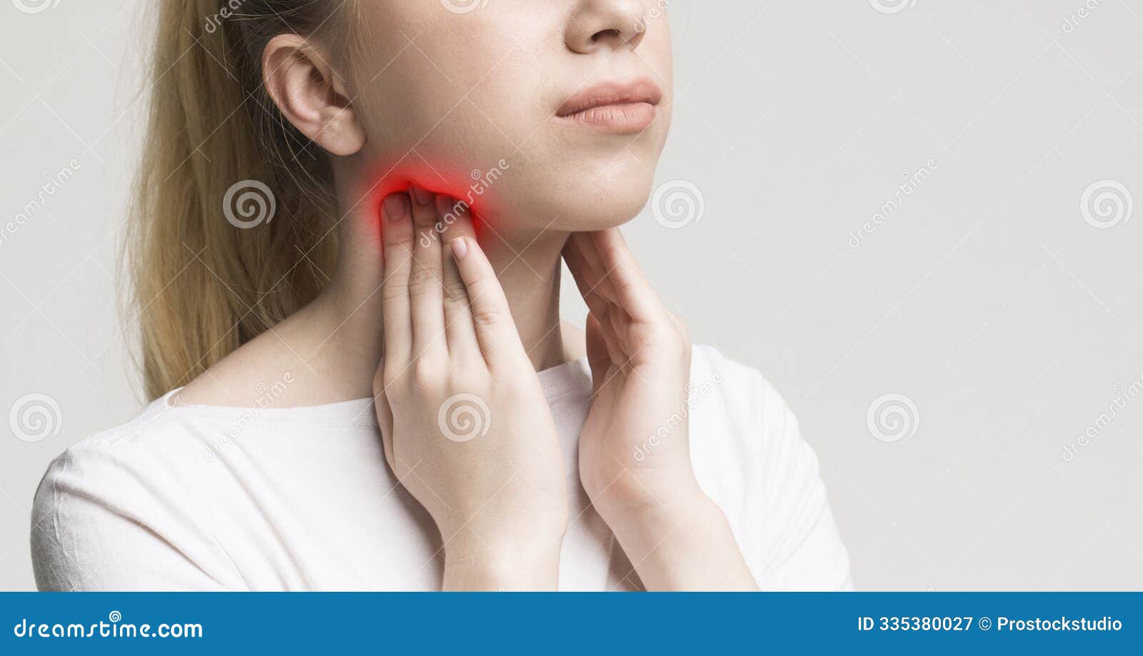 Woman with Thyroid Gland Problem, Touching Her Neck Stock Image - Image ...