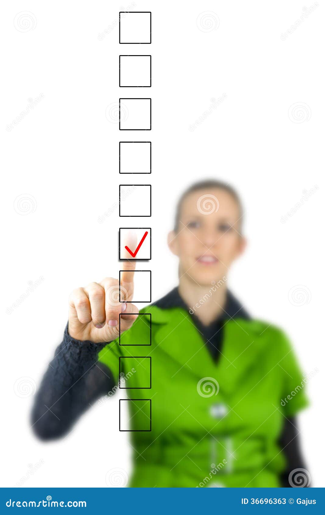Woman ticking a check box stock image. Image of screen - 36696363
