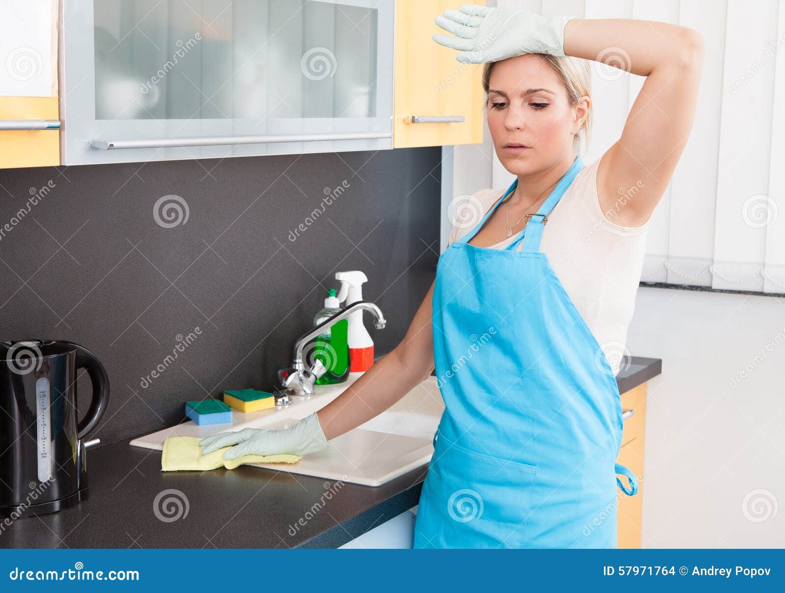 Woman Tired Cleaning stock photo. Image of female, hygiene - 57971764